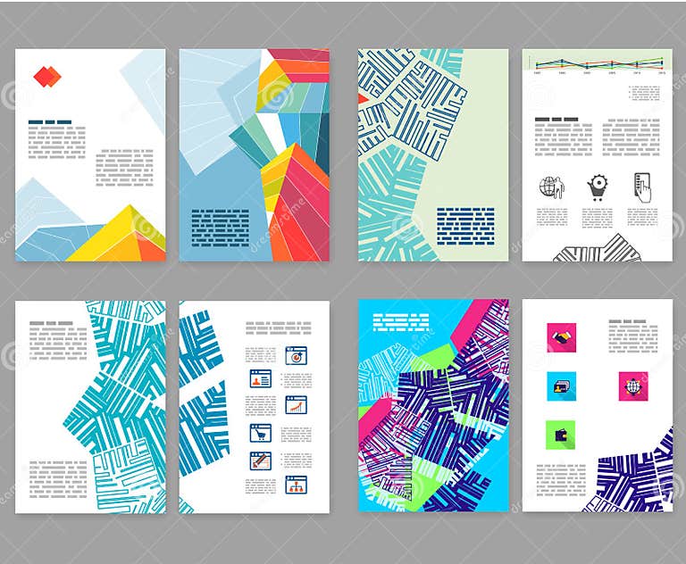 Flyer, Leaflet, Booklet Layout Set. Editable Design Template Stock ...