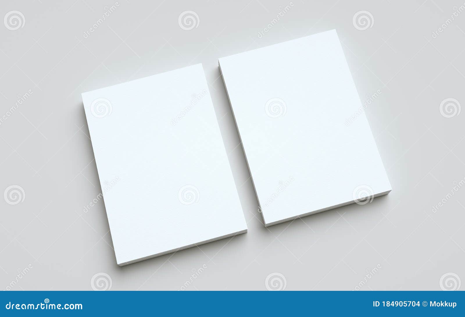 A4 Flyer / Letterhead Mock-Up - Two Stacks of Flyers. 3D Illustration ...
