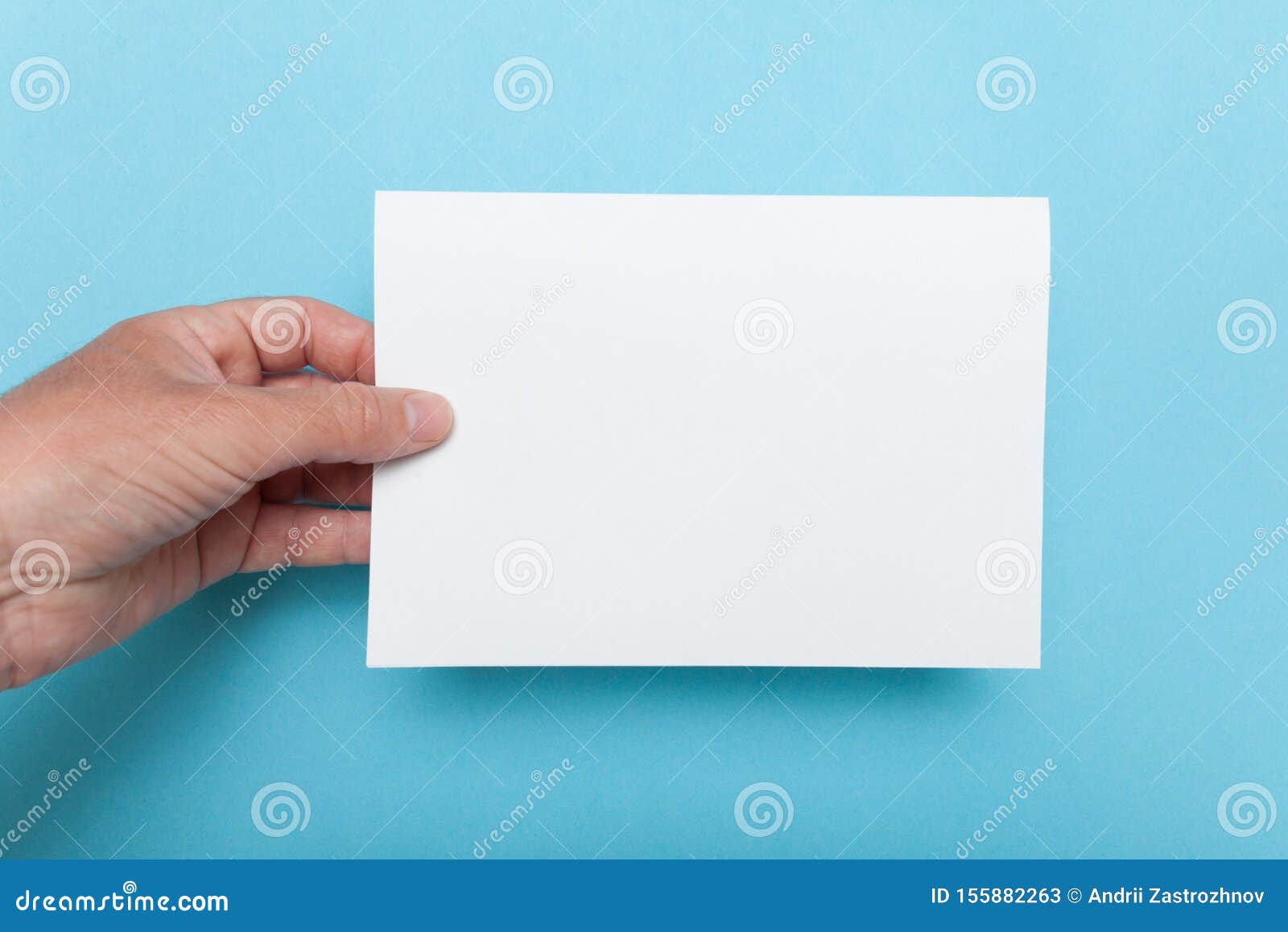 A5 Flyer Mockup in Hand, Paper Blank Template Brochure Stock Image ...