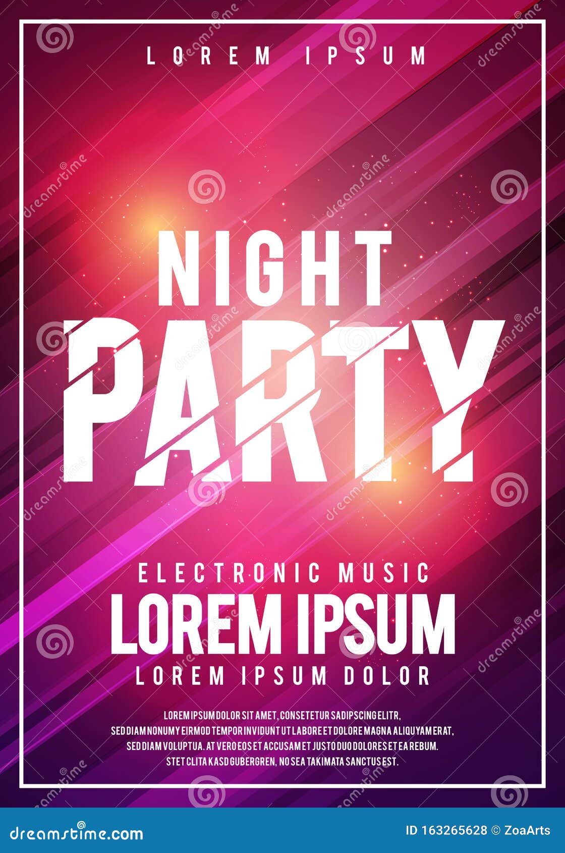 Vector Illustration Abstract Dance Club Night Summer Party Flyer Layout ...