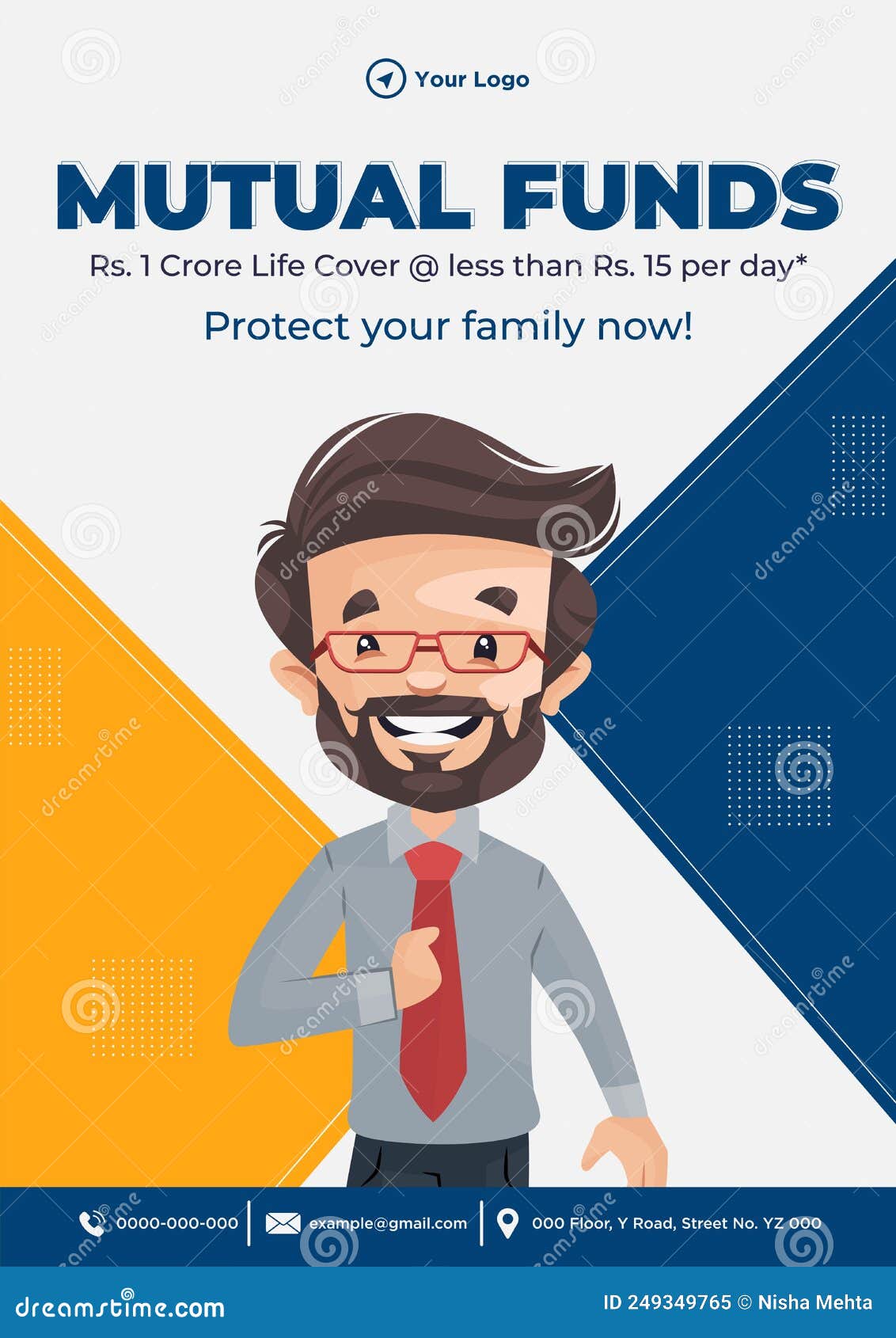Mutual Funds Portrait Template Design Stock Vector - Illustration of ...