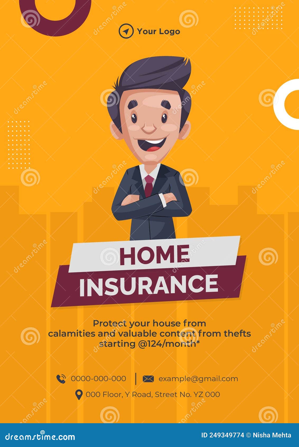 Flyer Design of Home Insurance Template Stock Vector - Illustration of ...
