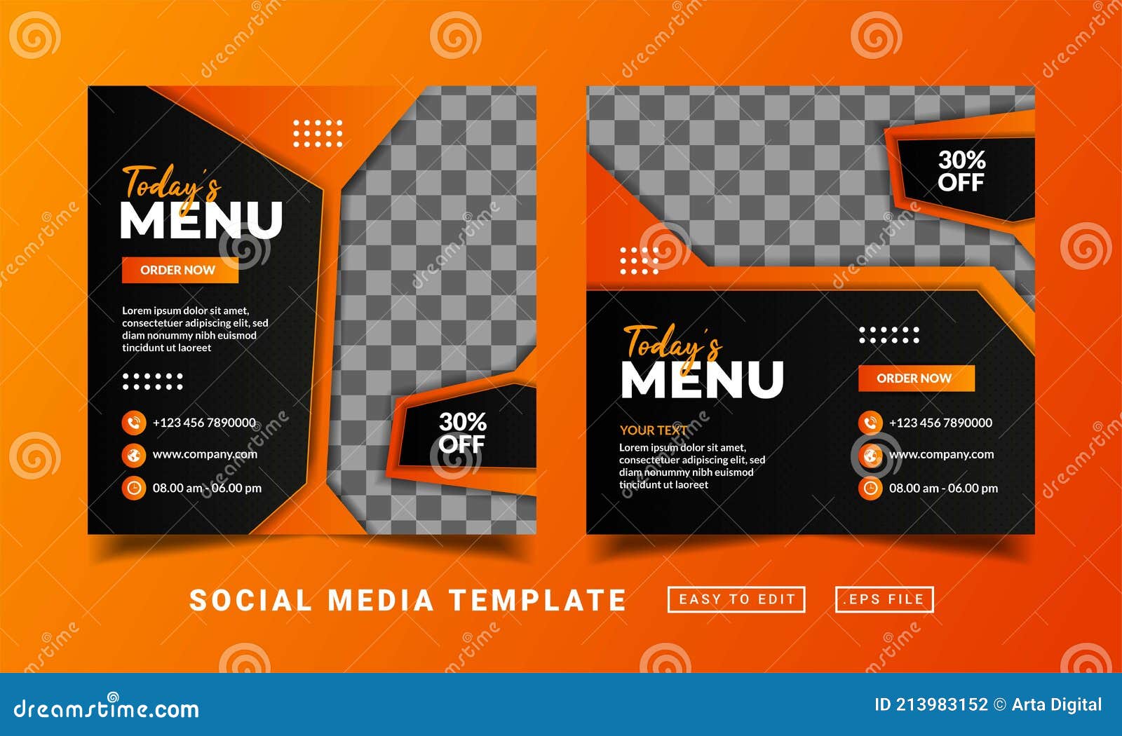 Flyer or Social Media Post Themed Today Food Menu Template Stock Vector ...