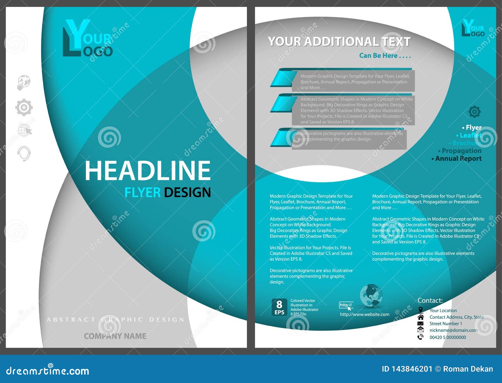 Flyer Template with Circles and 3D Shadows Stock Vector - Illustration ...