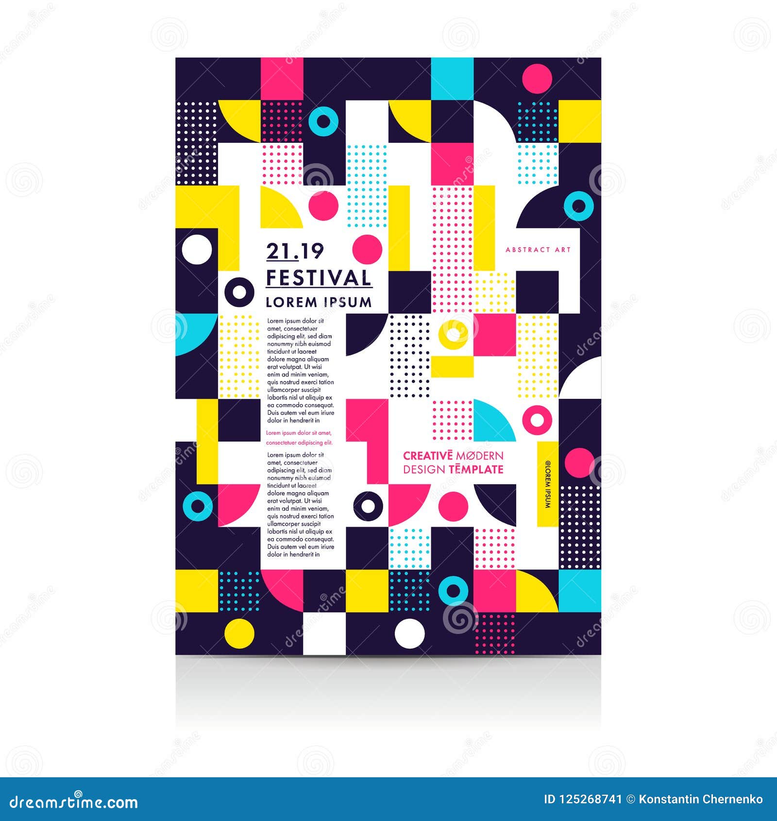 Flyer Template with Geometric Shapes and Patterns, 80s Memphis ...