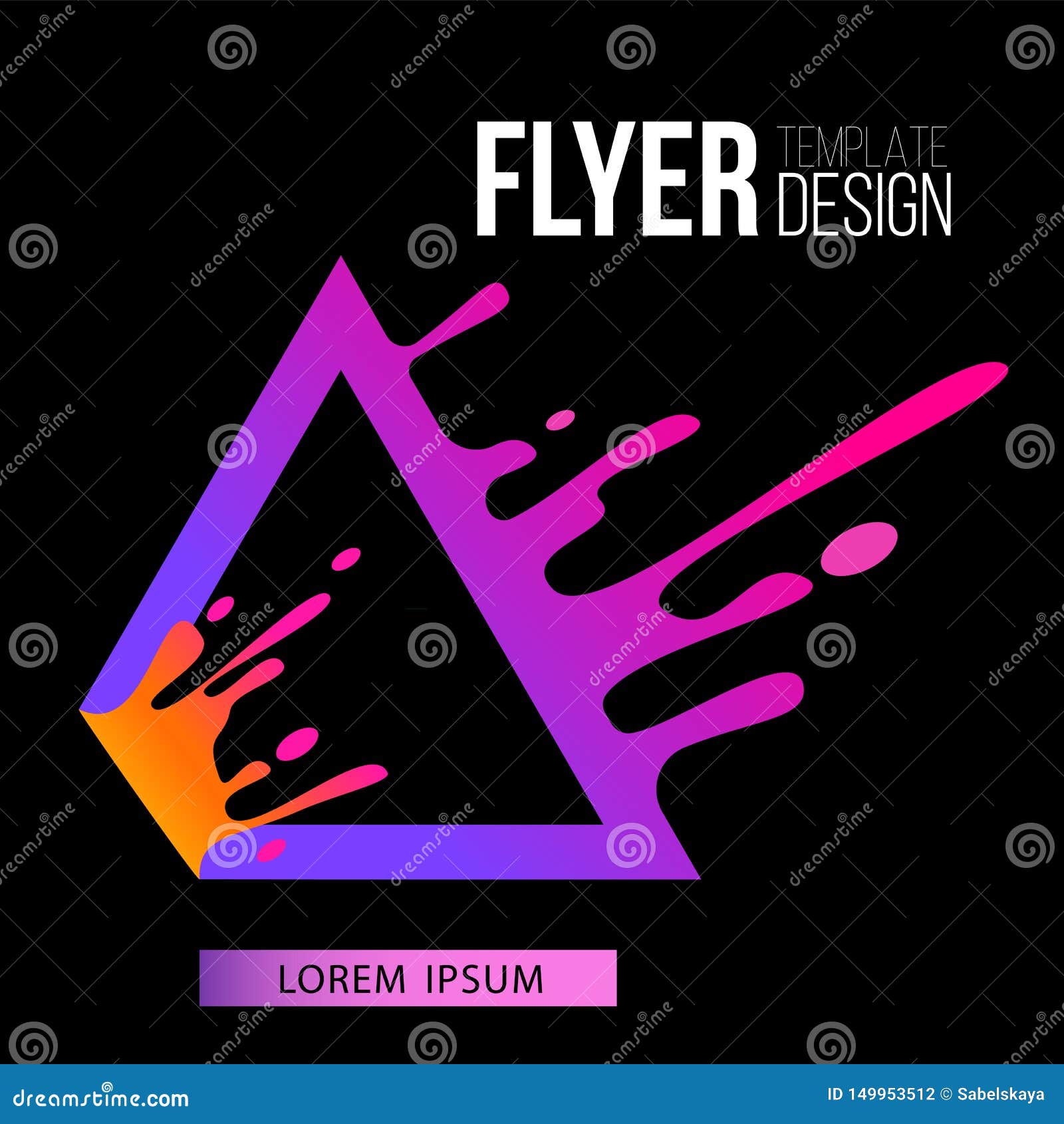 Flyer Template with Liquid Purple Triangle Frame Splashing in Motion ...