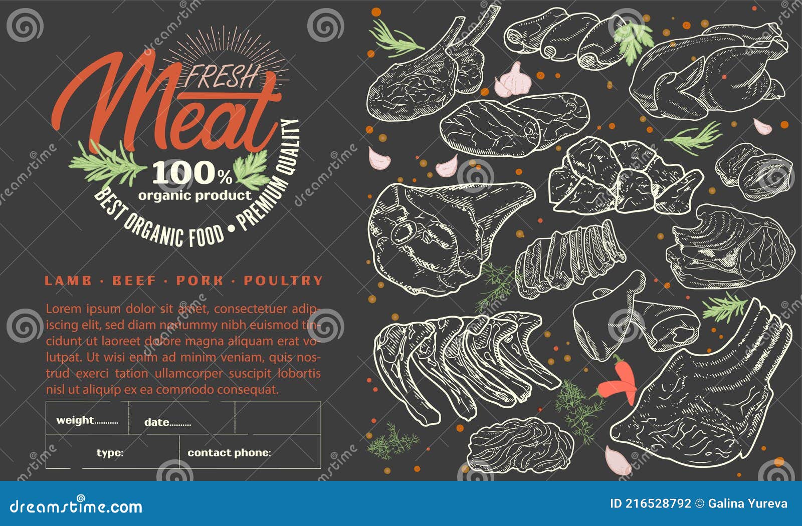 Flyer Template for Meat Products Stock Vector - Illustration of product ...