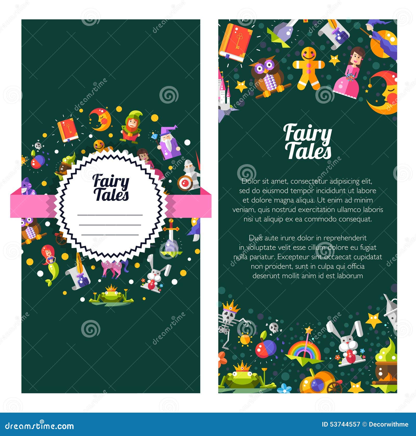Flyer Template of Modern Fairy Tales Flat Design Stock Vector ...