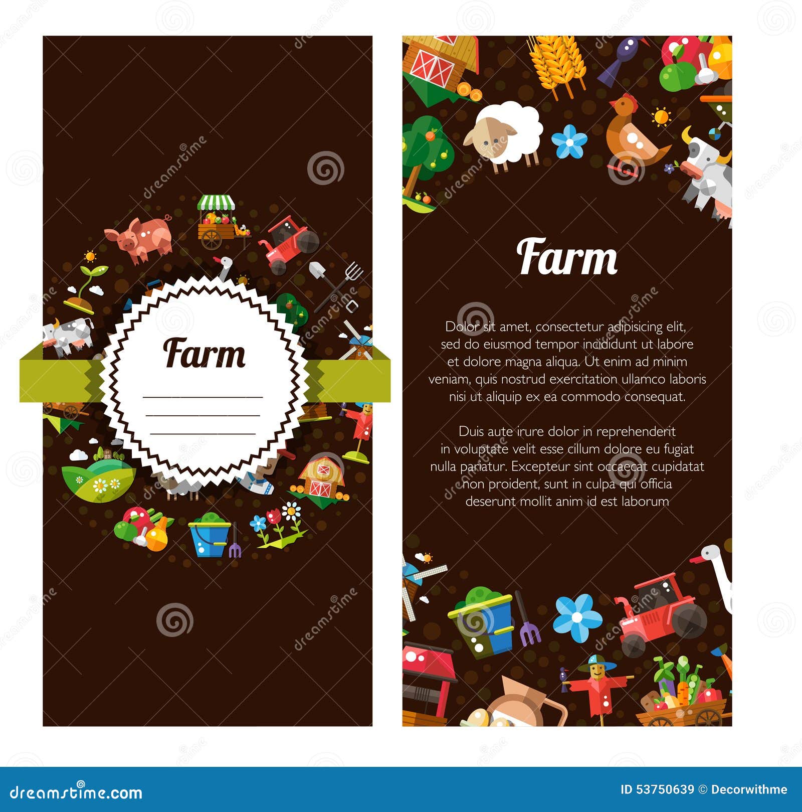 Flyer Template of Modern Flat Design Farm and Stock Vector ...