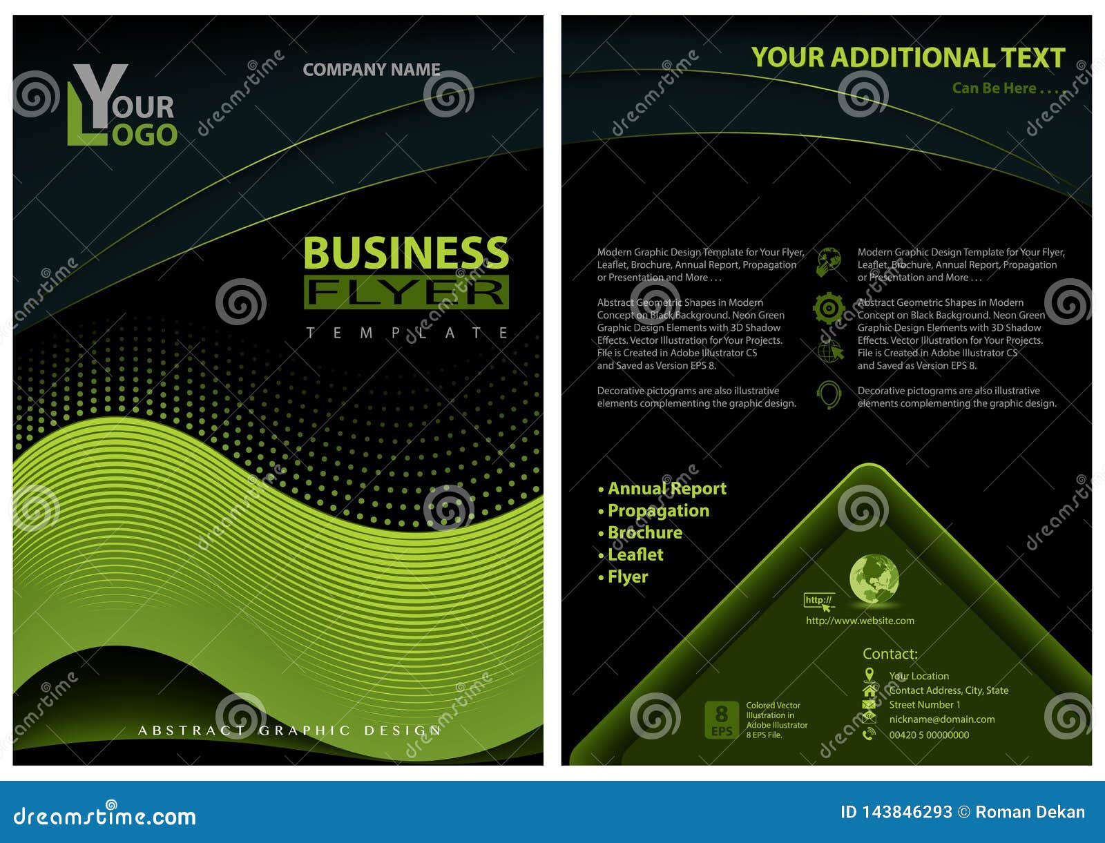 Flyer Template with Neon Green Graphic Elements Stock Vector ...