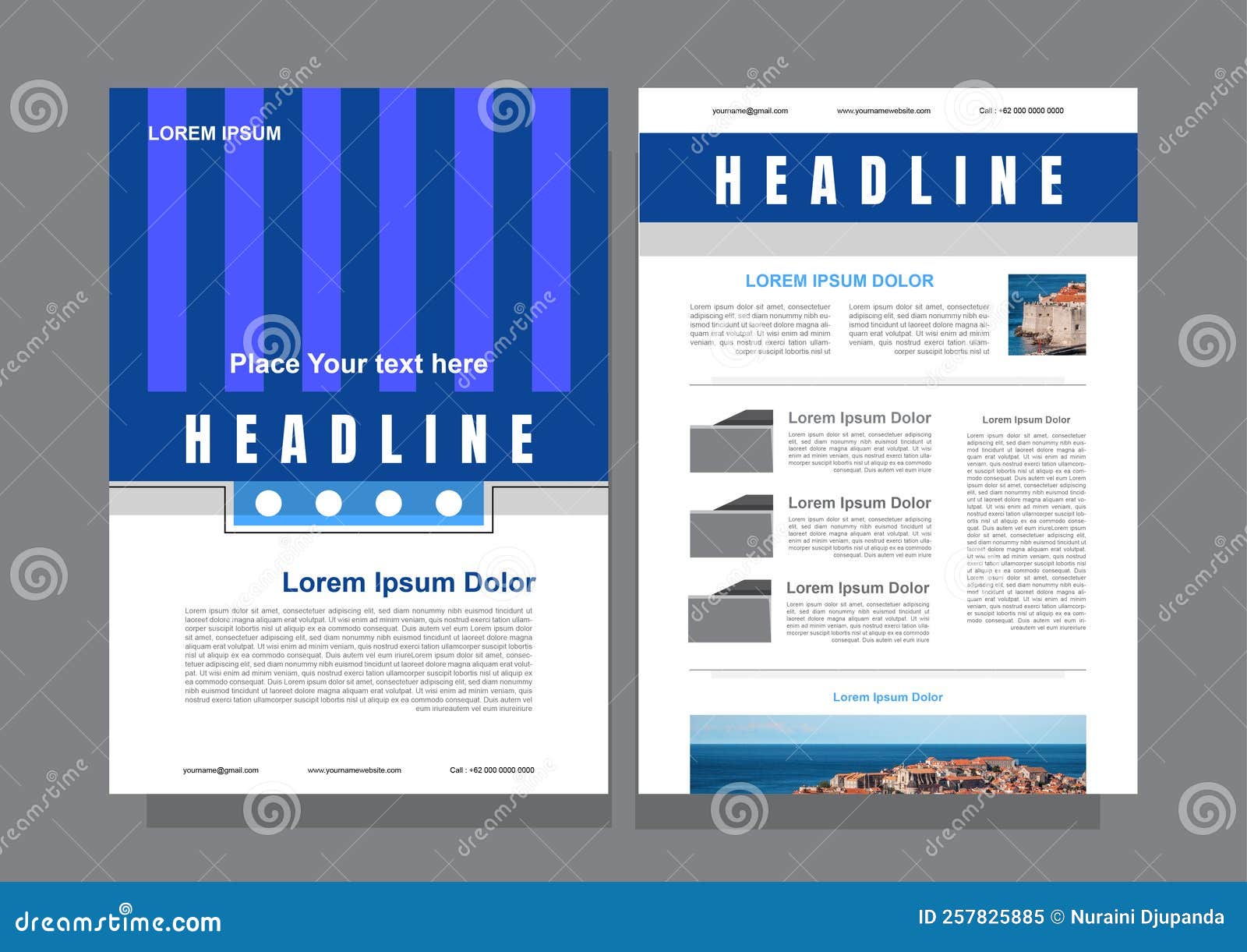 Flyer Template with Two Blue Colors and a Rectangular Shape Stock ...