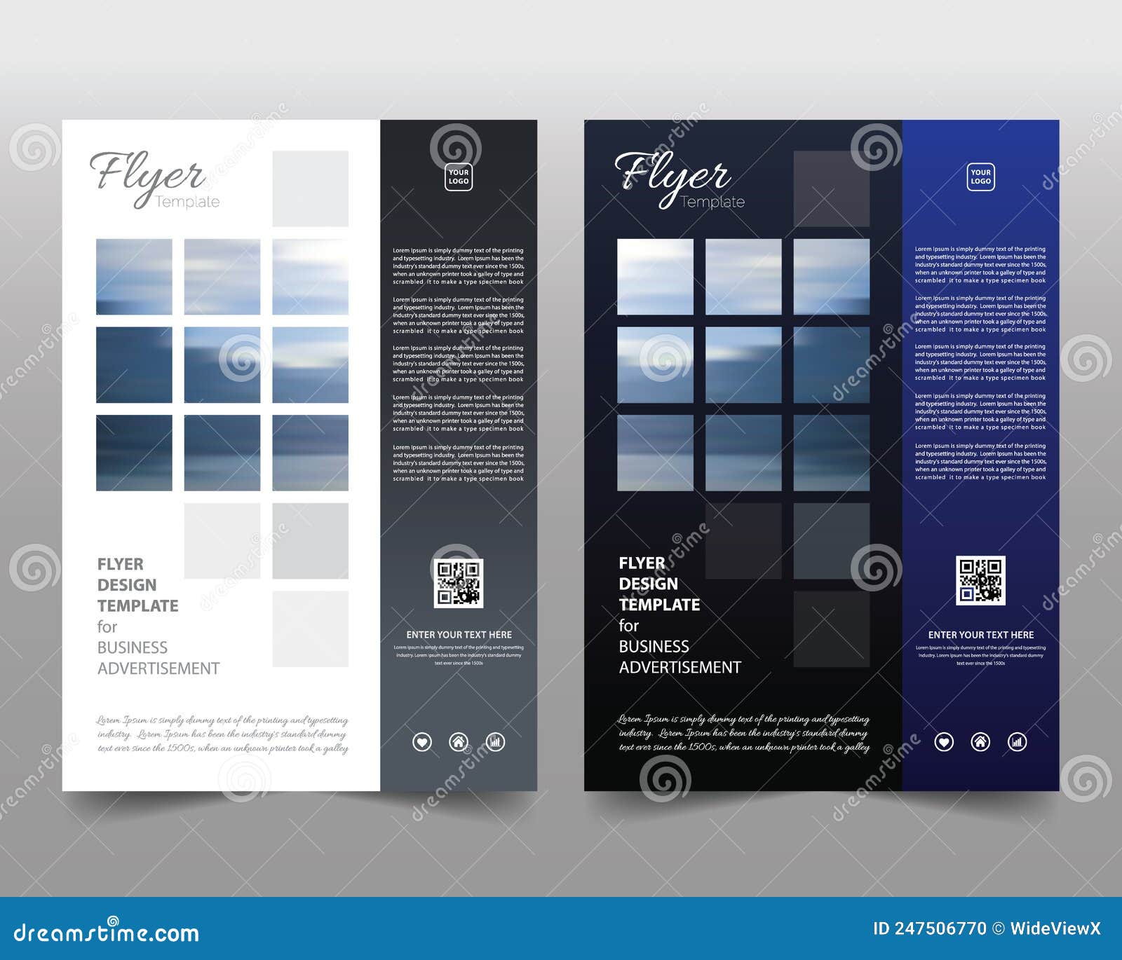 Flyer, Cover or Poster Design Template Vector in Light and Dark Themes ...