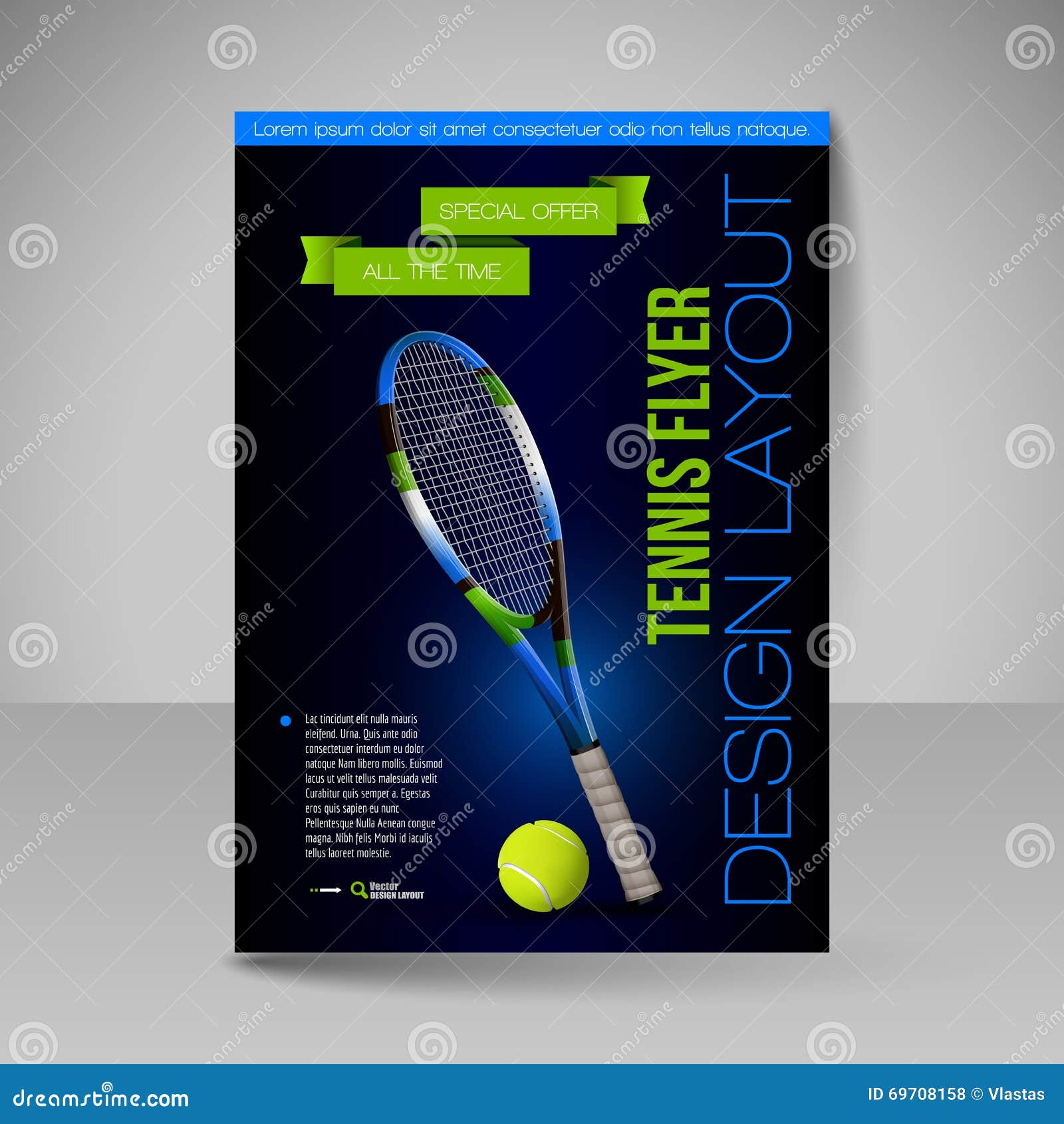 Flyer Template. Vector Sport Elements for Design. Tennis Symbols Stock ...
