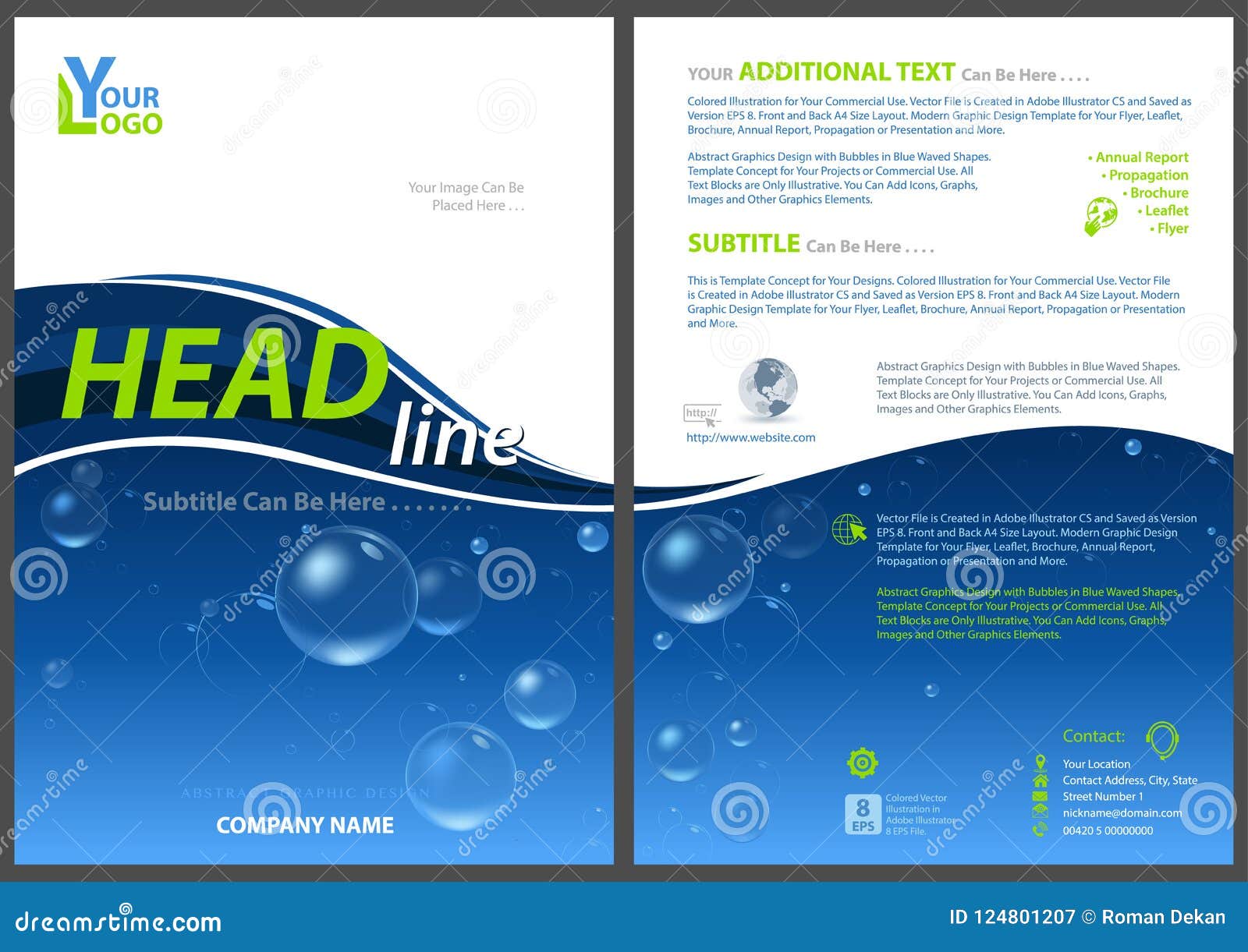 Flyer Template with Water Bubbles Stock Vector - Illustration of oxygen ...