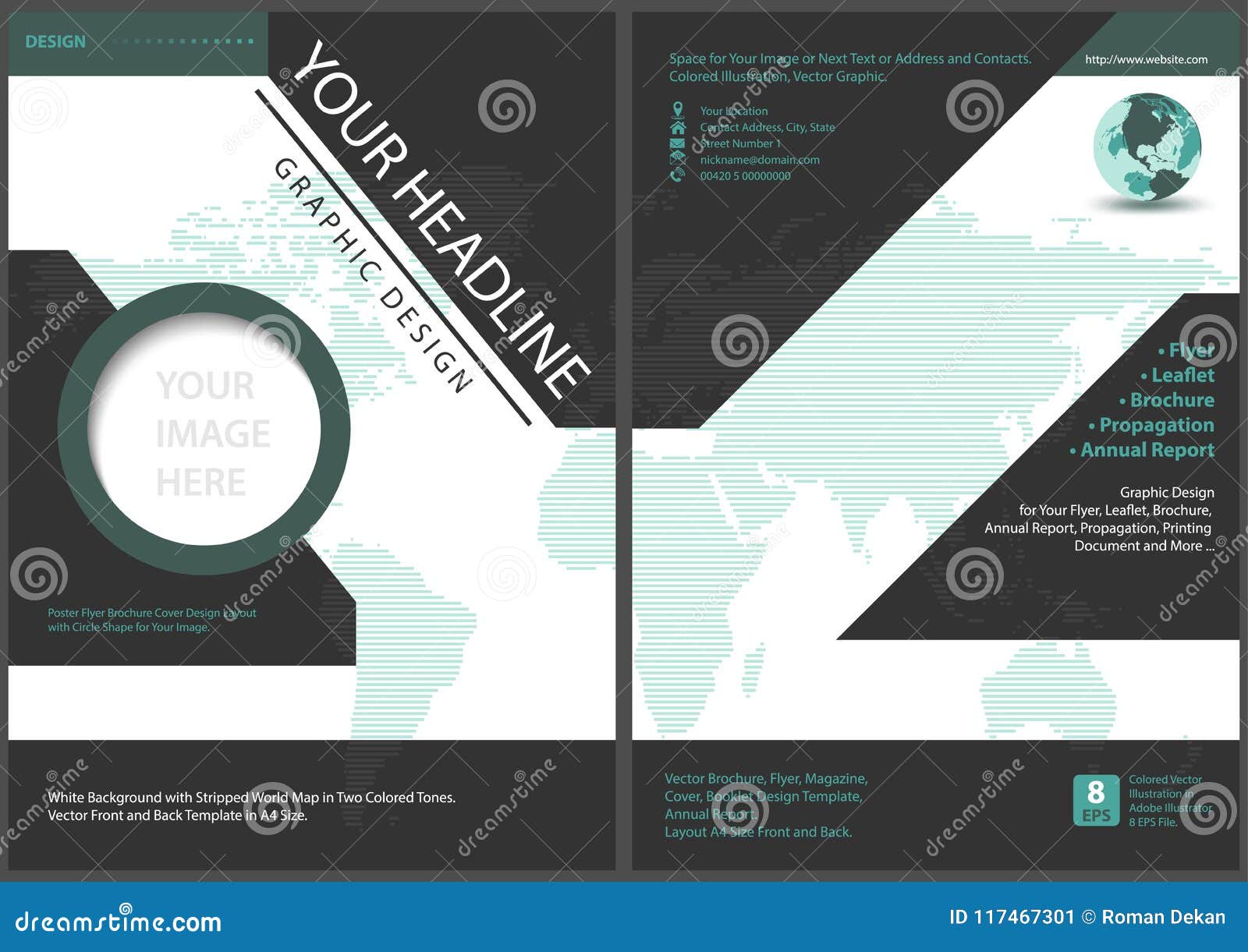 Flyer Template with World Map Background Stock Vector - Illustration of ...