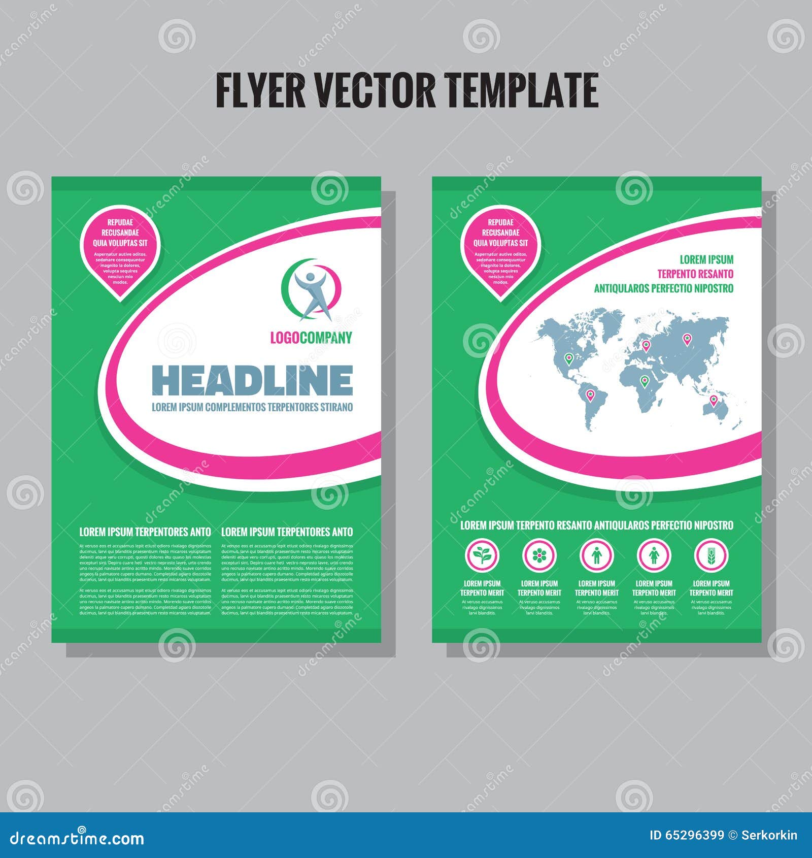 Flyer Vector Template With Logo, Icons And World Map. Brochure Vector ...