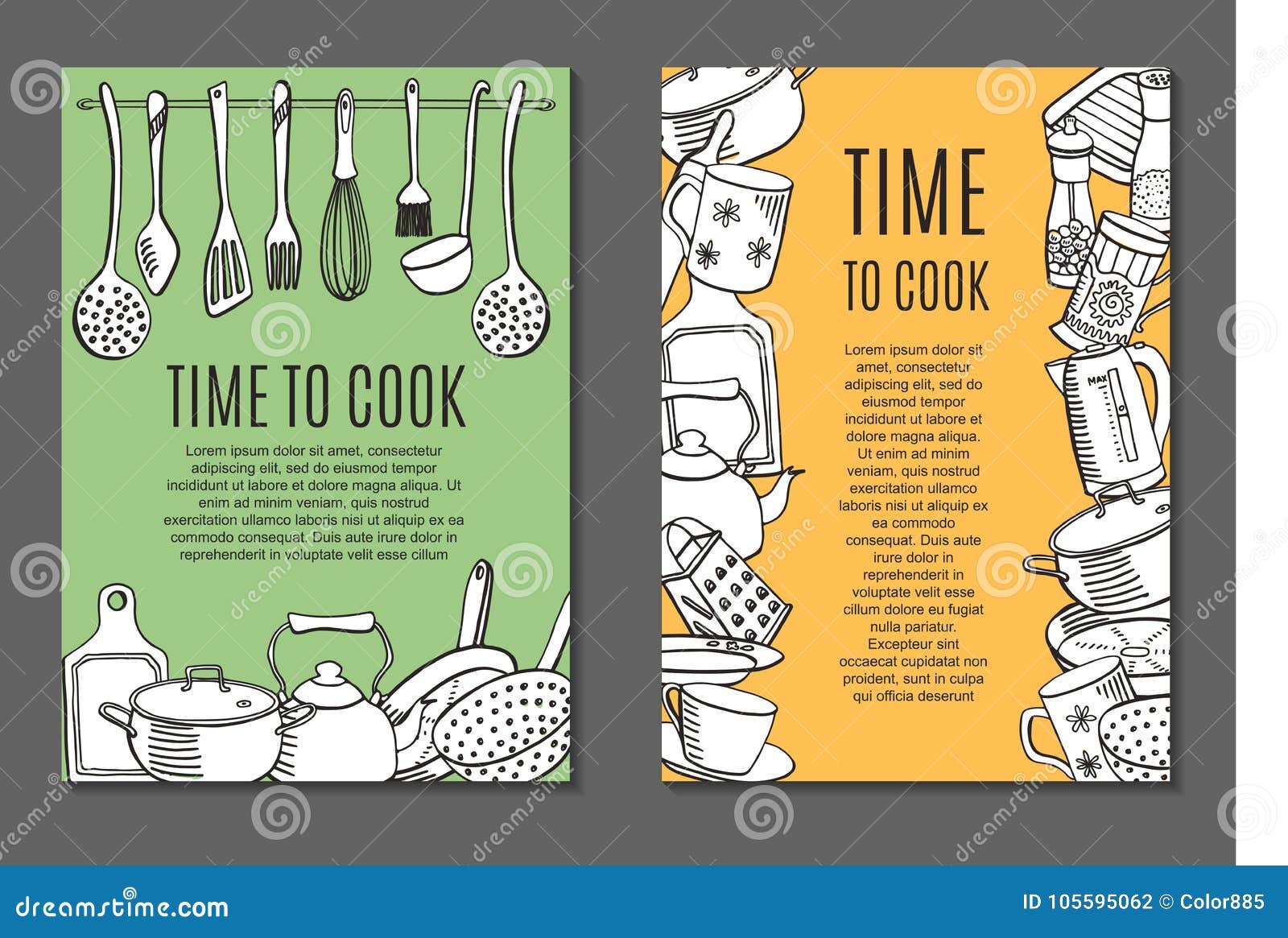 Flyers with kitchen ware stock illustration. Illustration of object ...