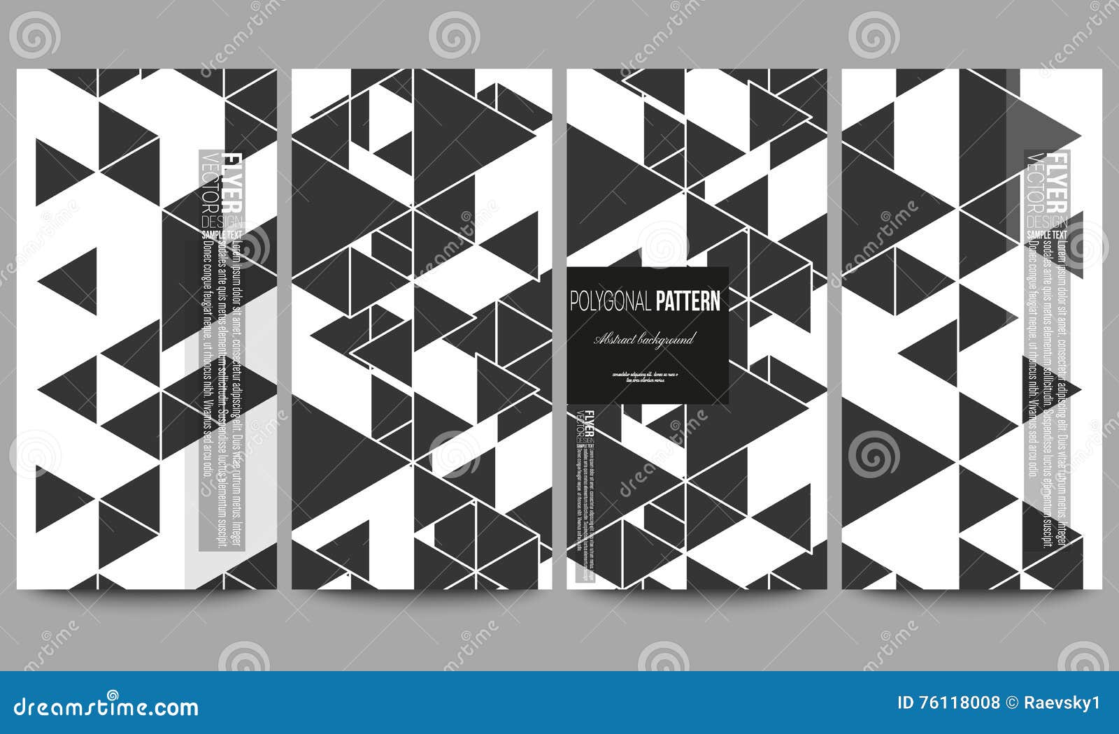 Flyers Set. Triangular Vector Pattern. Abstract Black Triangles on ...