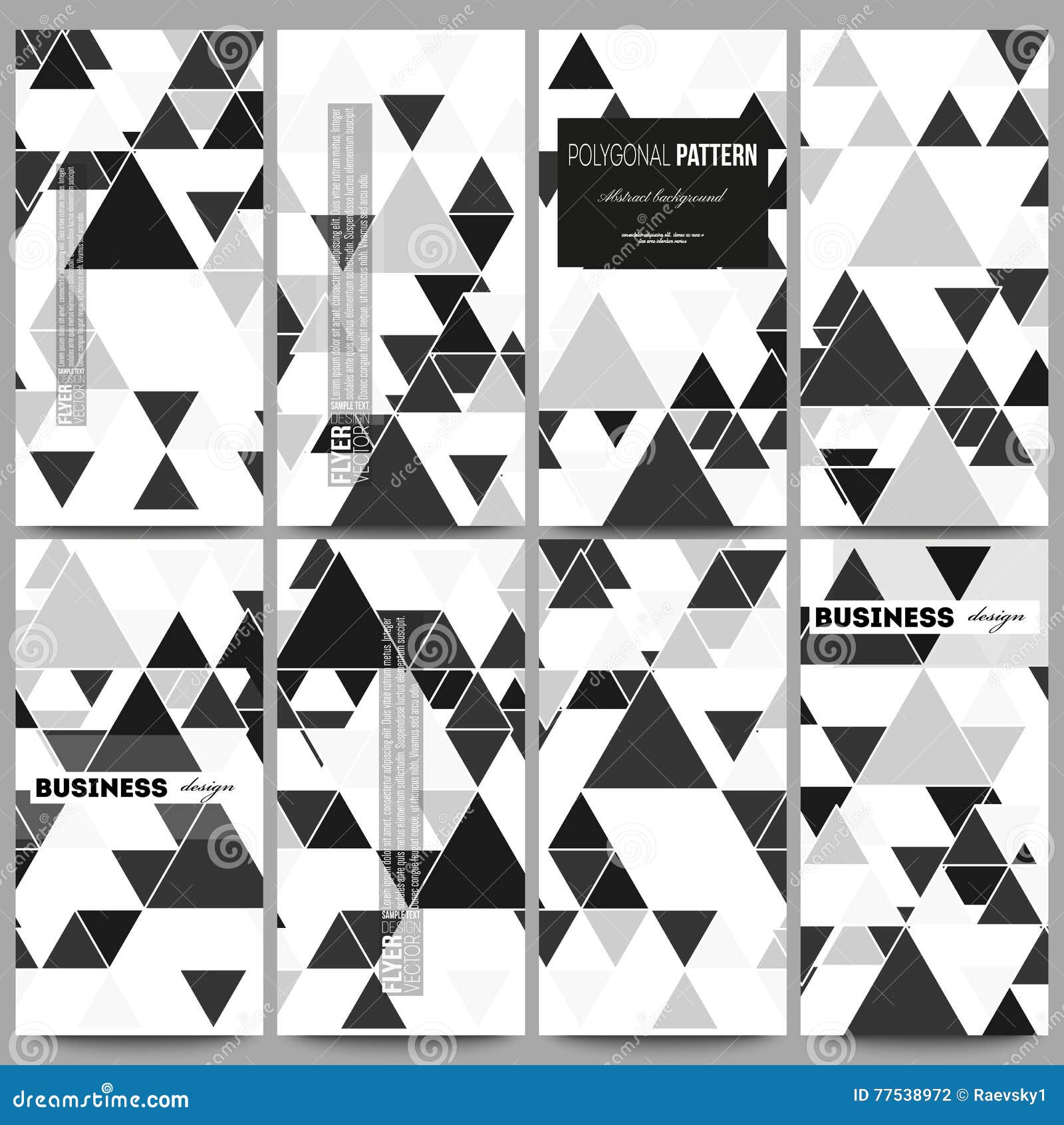 Flyers Set. Triangular Vector Pattern. Abstract Black Triangles on ...