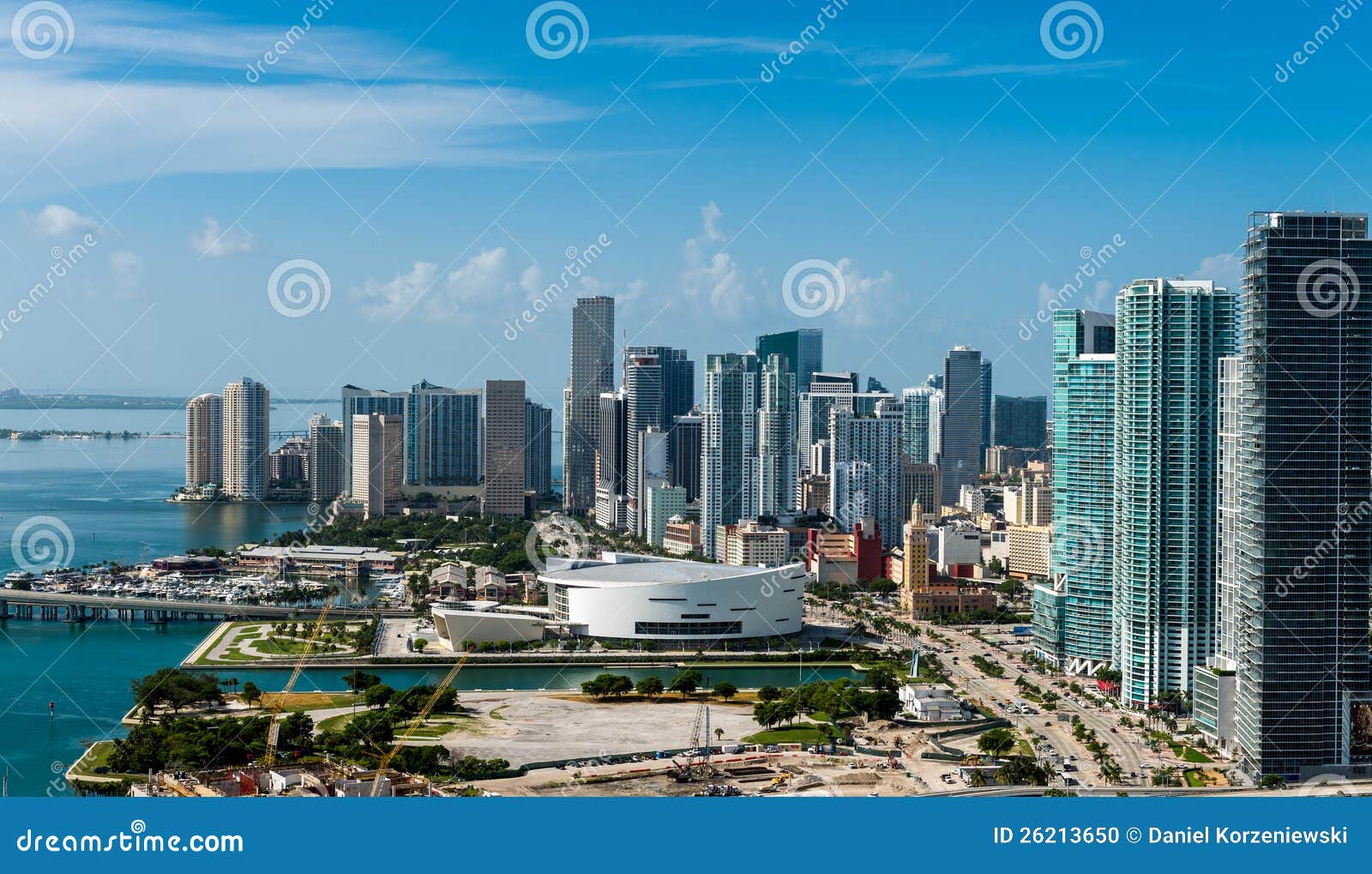 Flyg- Sikt Av I Stadens Centrum Miami Arkivfoto - Bild av destination ...