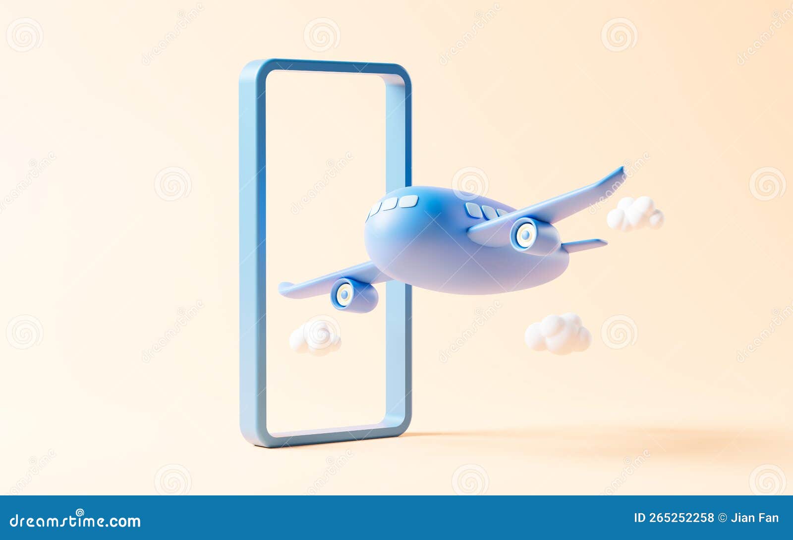 Flygplan Med Tecknad Stil 3d-rendering Stock Illustrationer ...