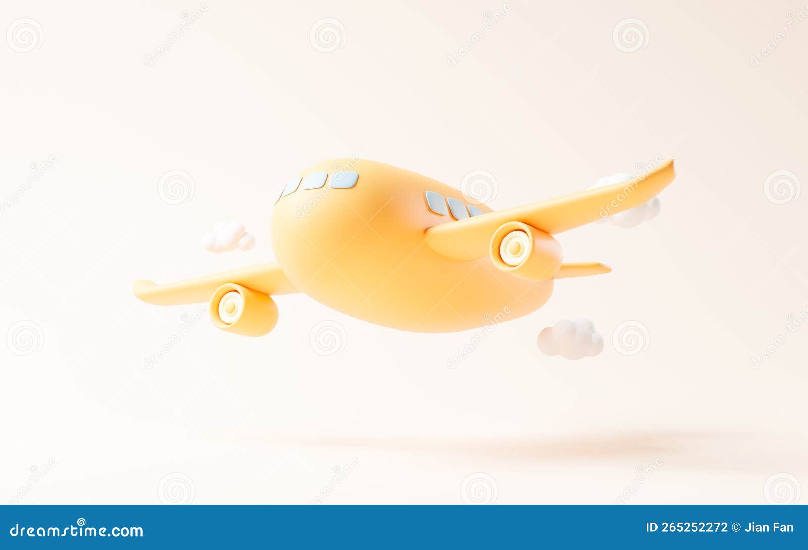 Flygplan Med Tecknad Stil 3d-rendering Stock Illustrationer ...