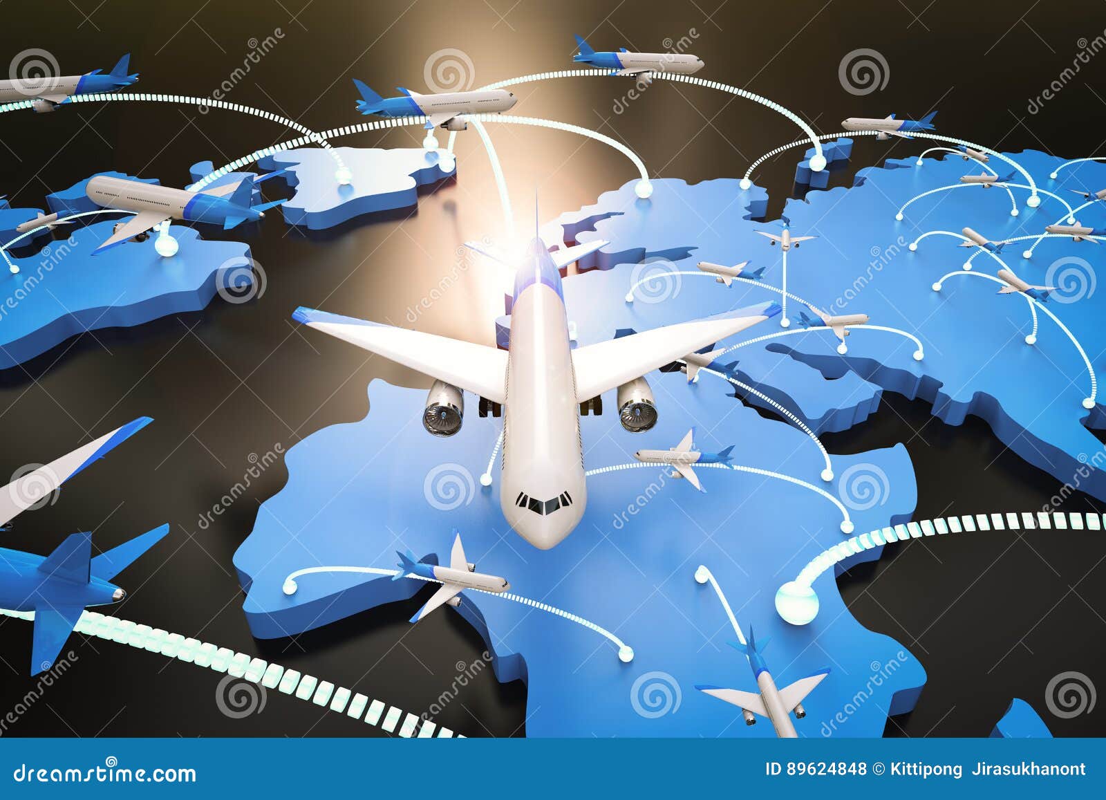 Flygrutt med världskartan stock illustrationer. Illustration av ...