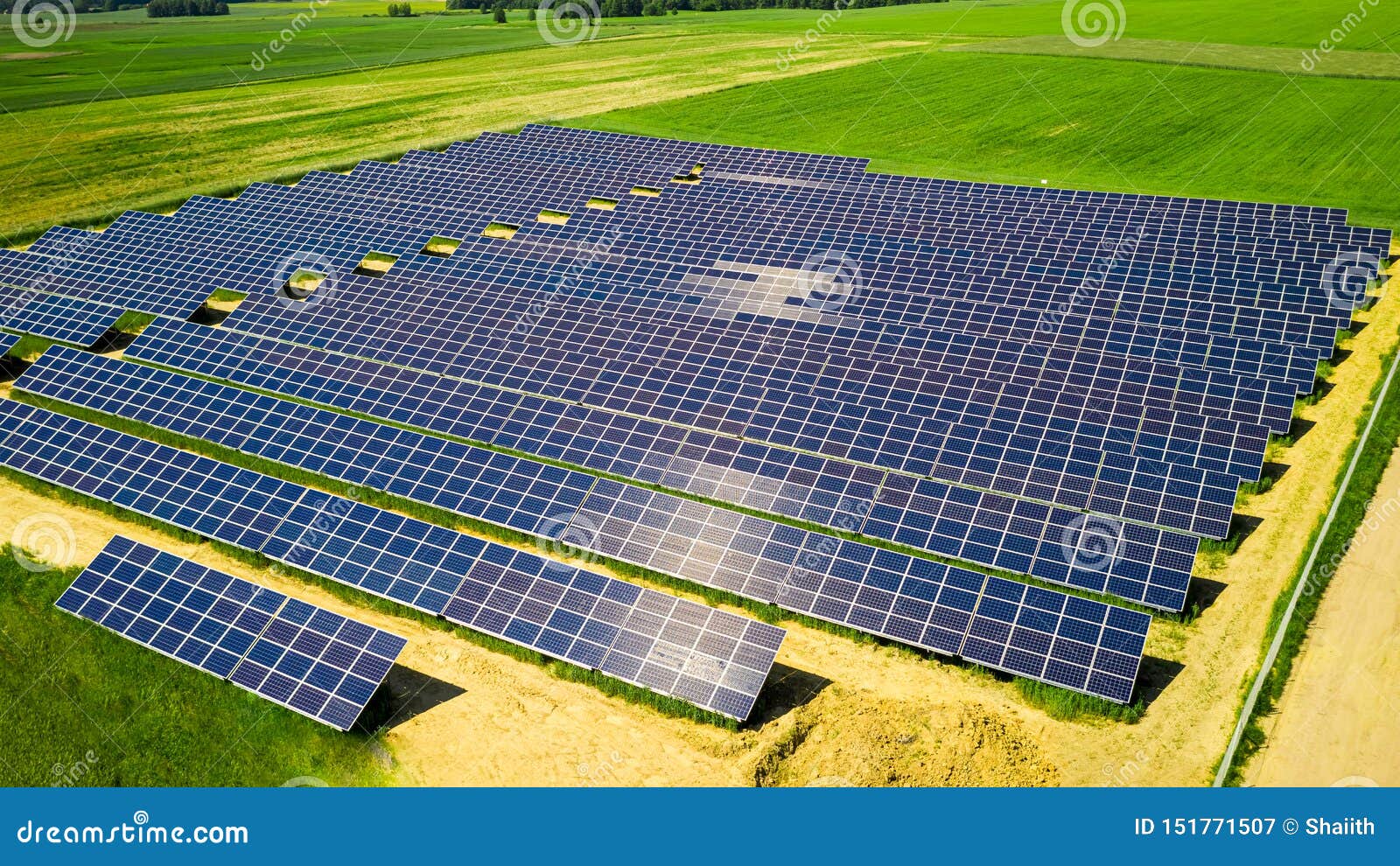 Flying Above Amazing View of Solar Panels in Sunny Day Stock Image ...