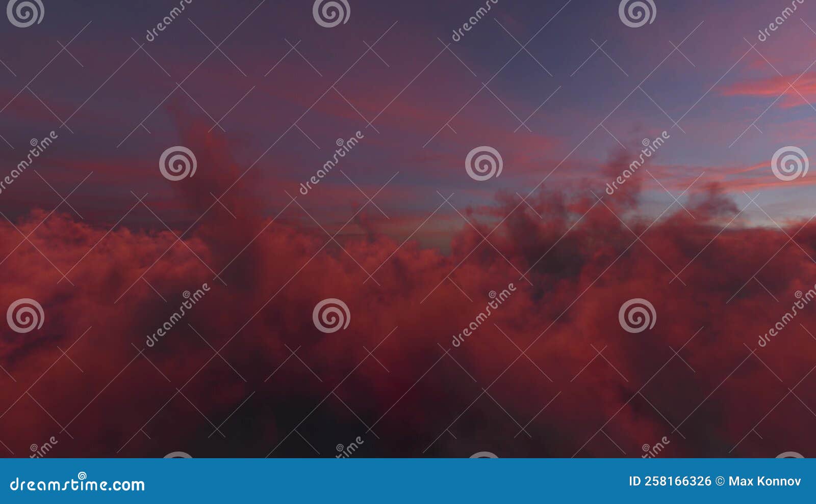 Flying Above the Cinematic Sunset Red Clouds Loop 02 Stock Footage ...