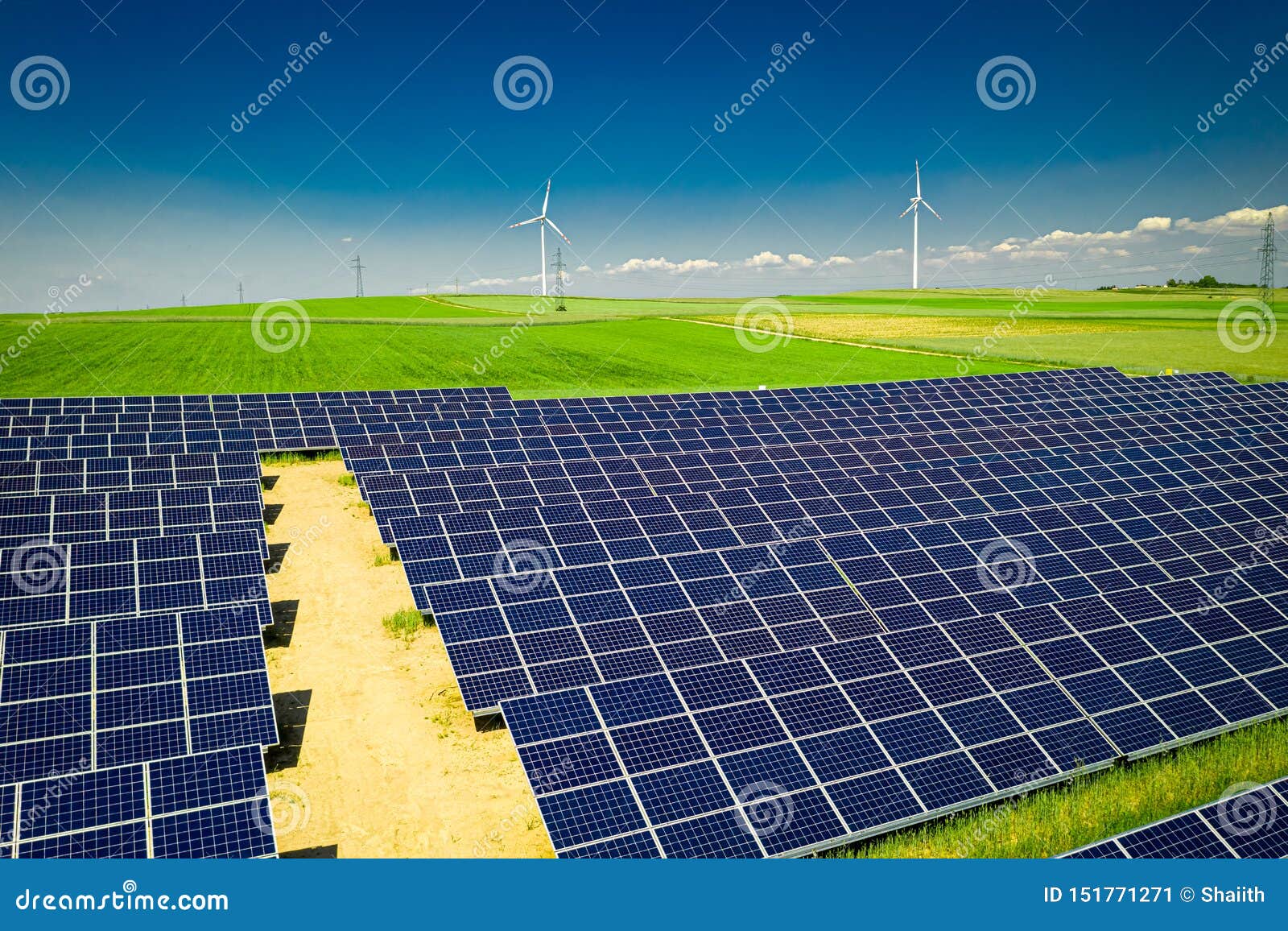 Flying Above Stunning View of Solar Panels in Sunny Day Stock Image ...