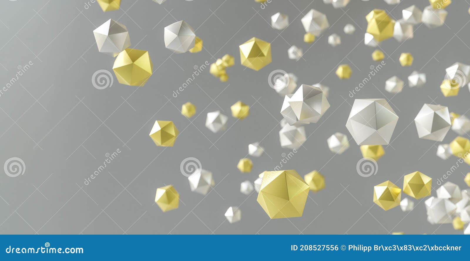 Flying Abstract White and Yellow Objects on Dark Background 3d Render ...