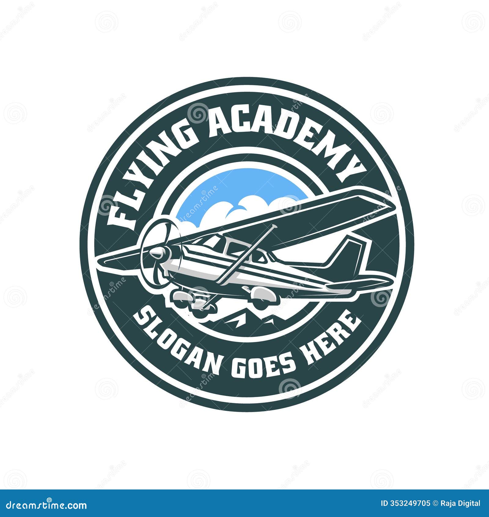 Flying Academy Logo Vector. Ready Made Circle Emblem Logo ...