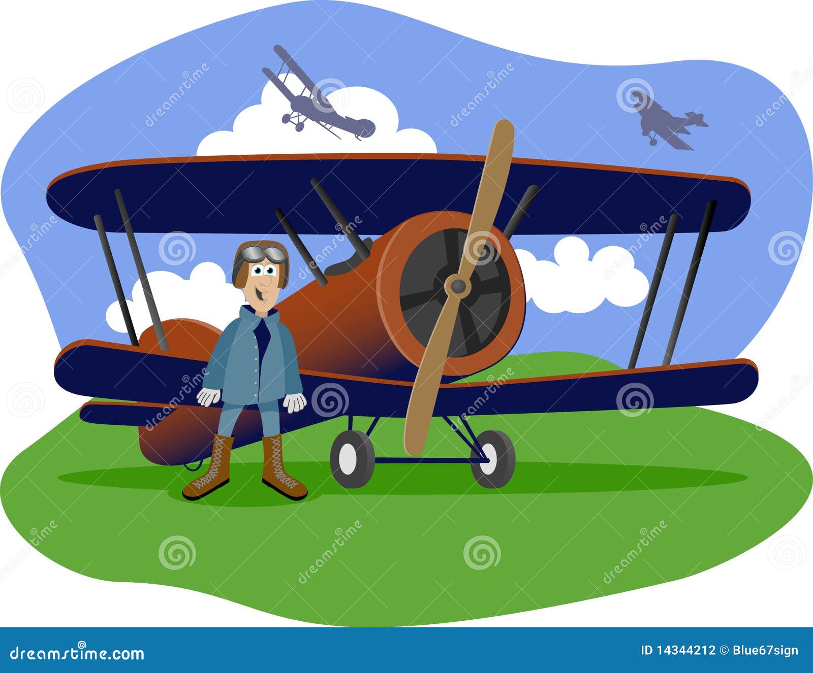 Flying Ace stock vector. Illustration of world, plane - 14344212