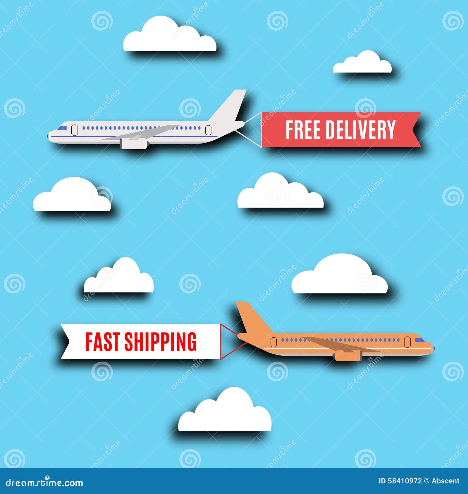 Flying Advertising Banners at Airplane Stock Vector - Illustration of ...