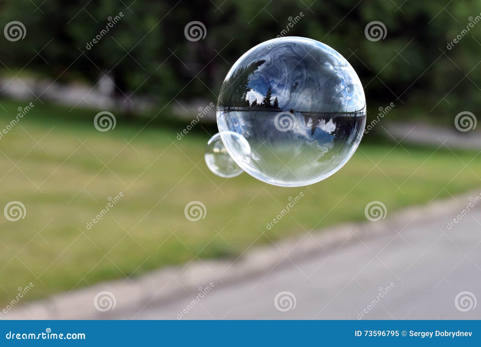 Flying through the Air Blowing Bubbles Stock Image - Image of macro ...