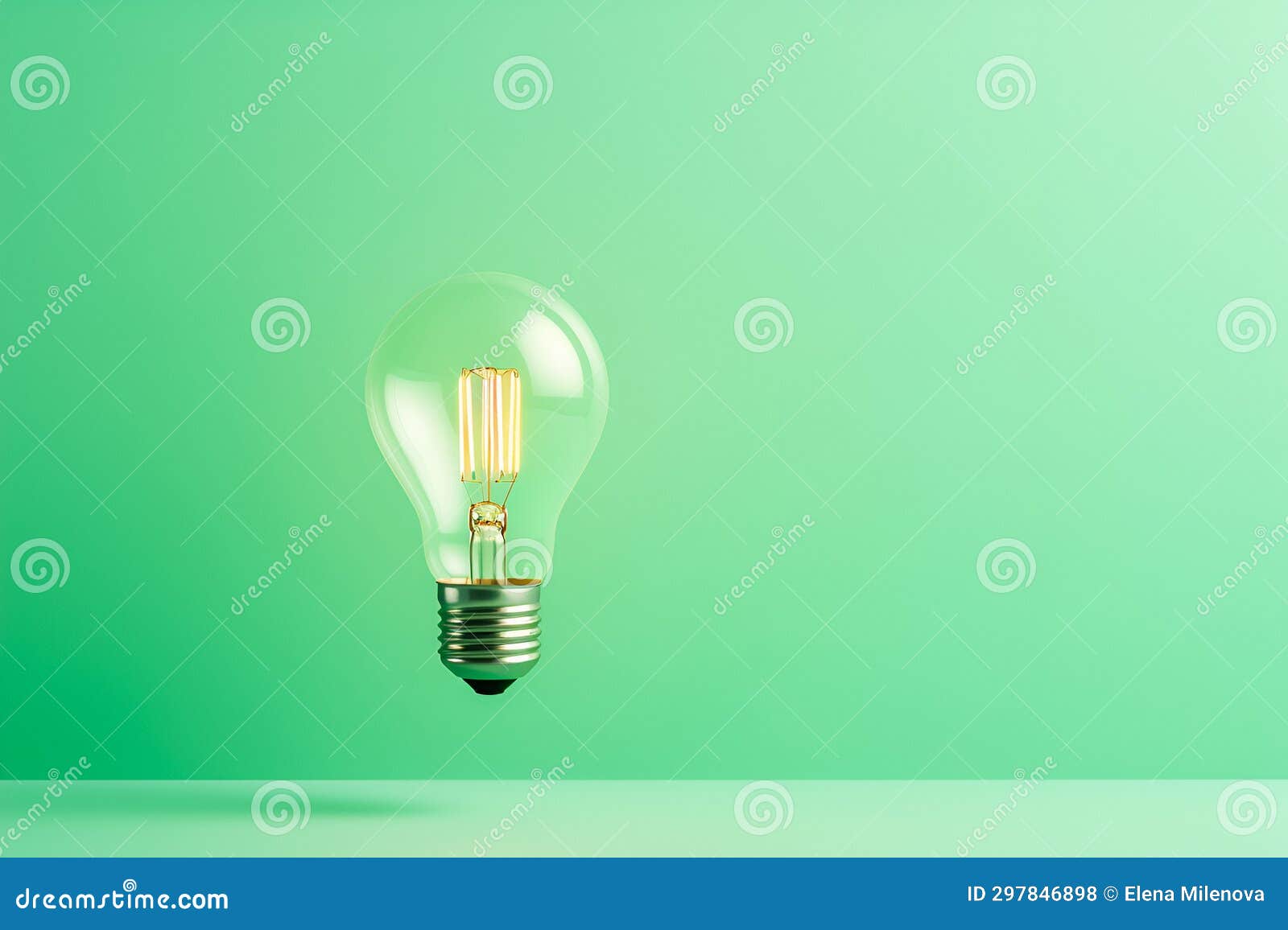 Flying in the Air Light Bulb on Pastel Green Background Stock Photo ...