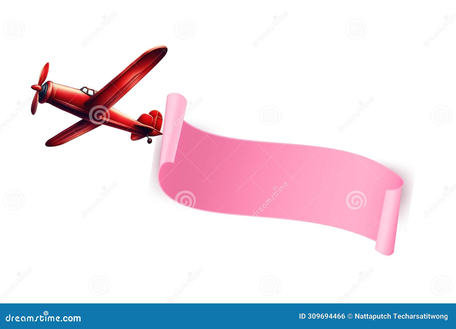 Flying Airplane and Banner Isolated on White Background Stock ...
