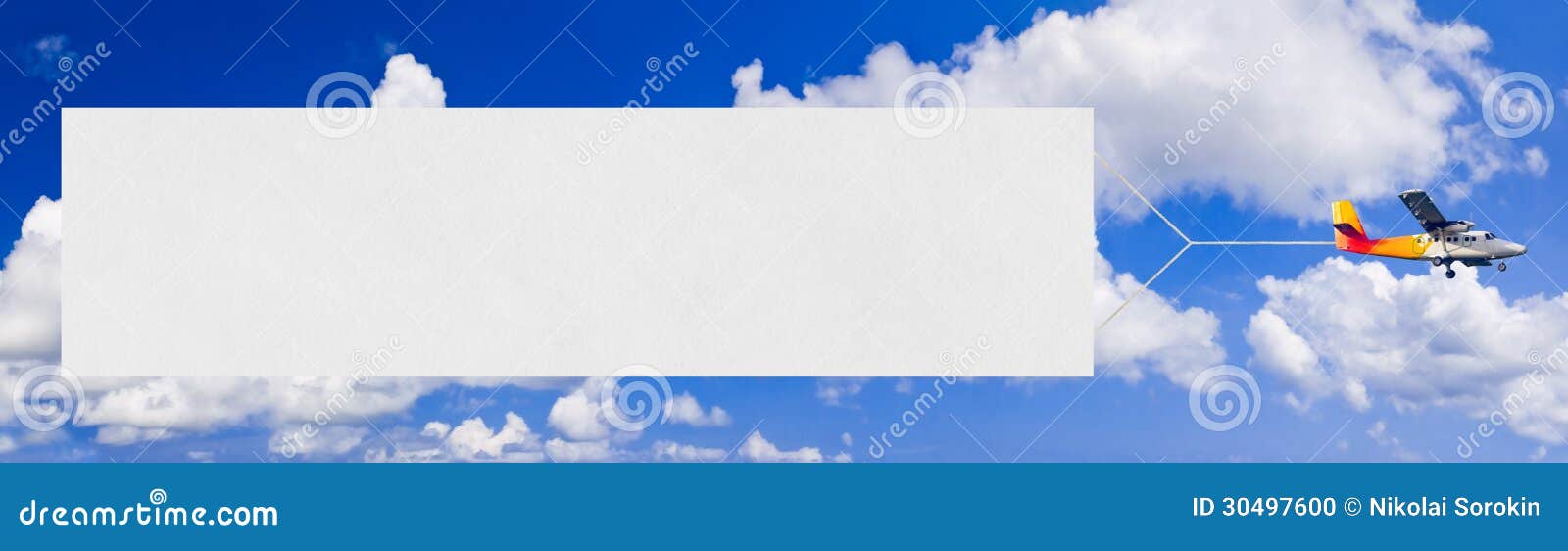 Flying airplane and banner stock photo. Image of blank - 30497600