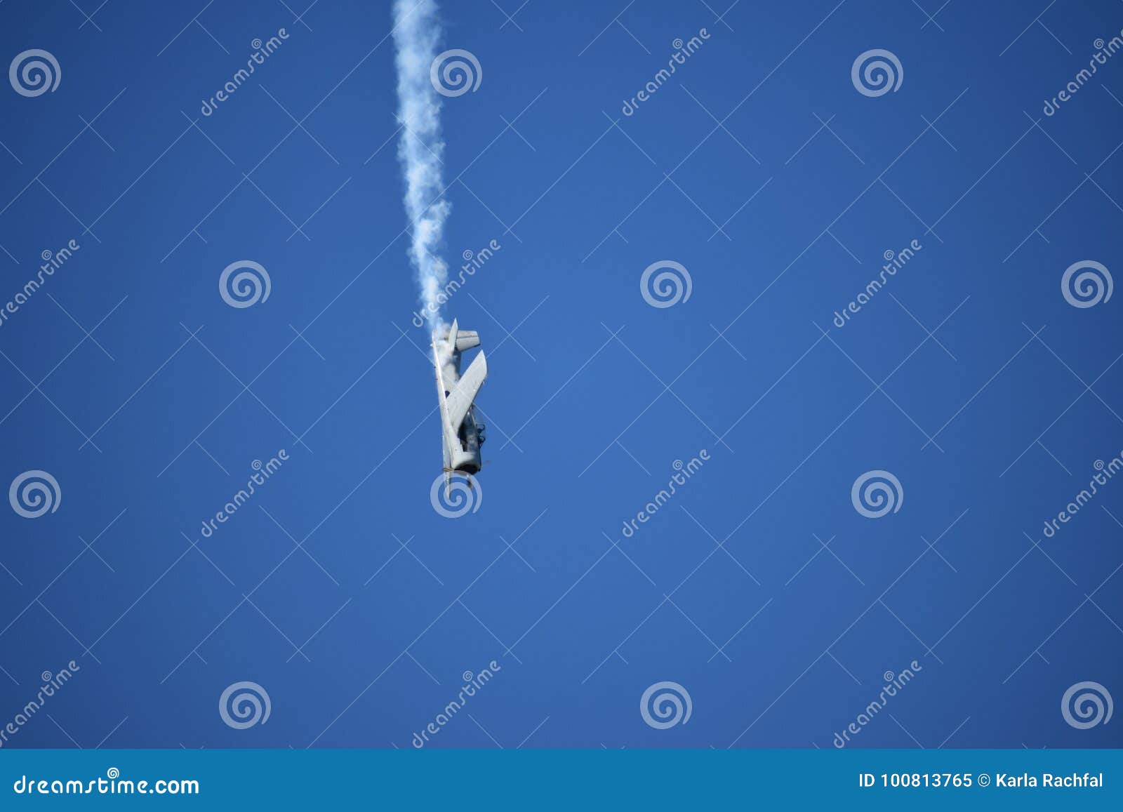 Flying airplane with smoke stock image. Image of soar - 100813765