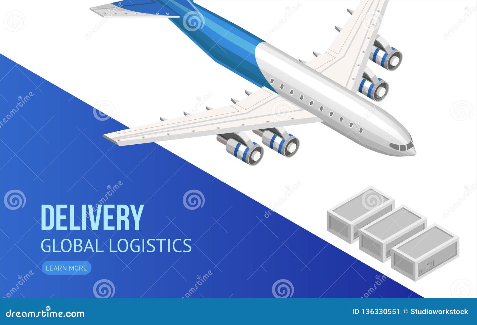 Flying Airplane for Global Logistics Webpage Stock Vector ...