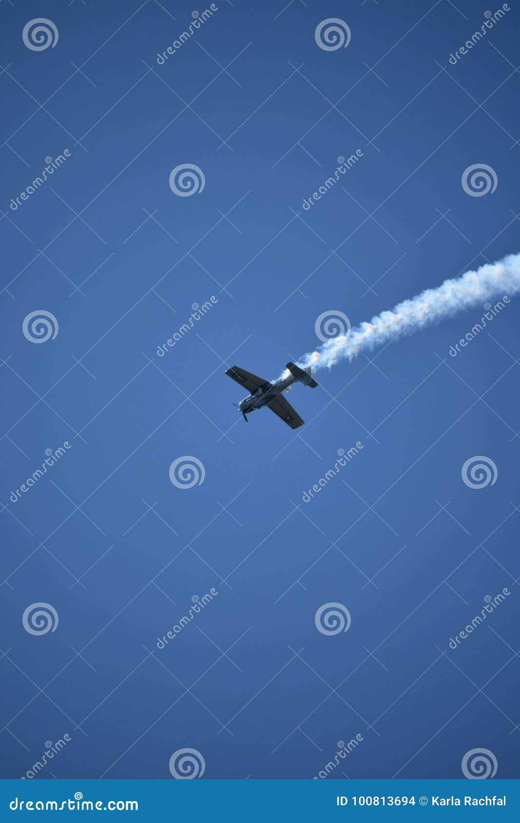 Flying airplane with smoke editorial stock image. Image of airplane ...