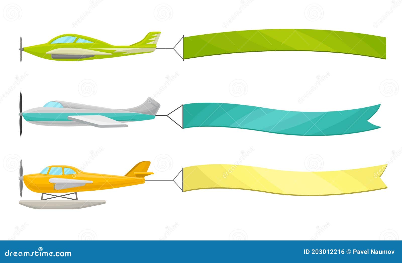Flying Airplanes with Fluttering Empty Banner Vector Set Stock Vector ...
