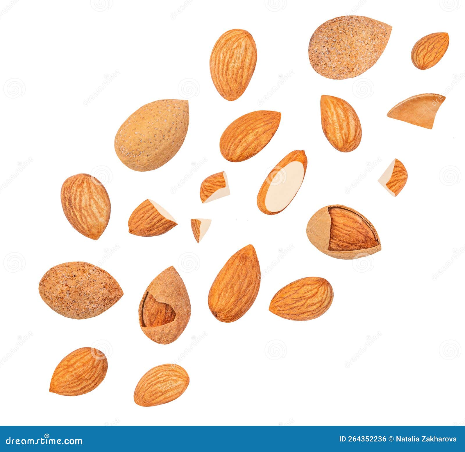 Flying Almond Isolated. Almonds on White Background. Almond Nut Set ...
