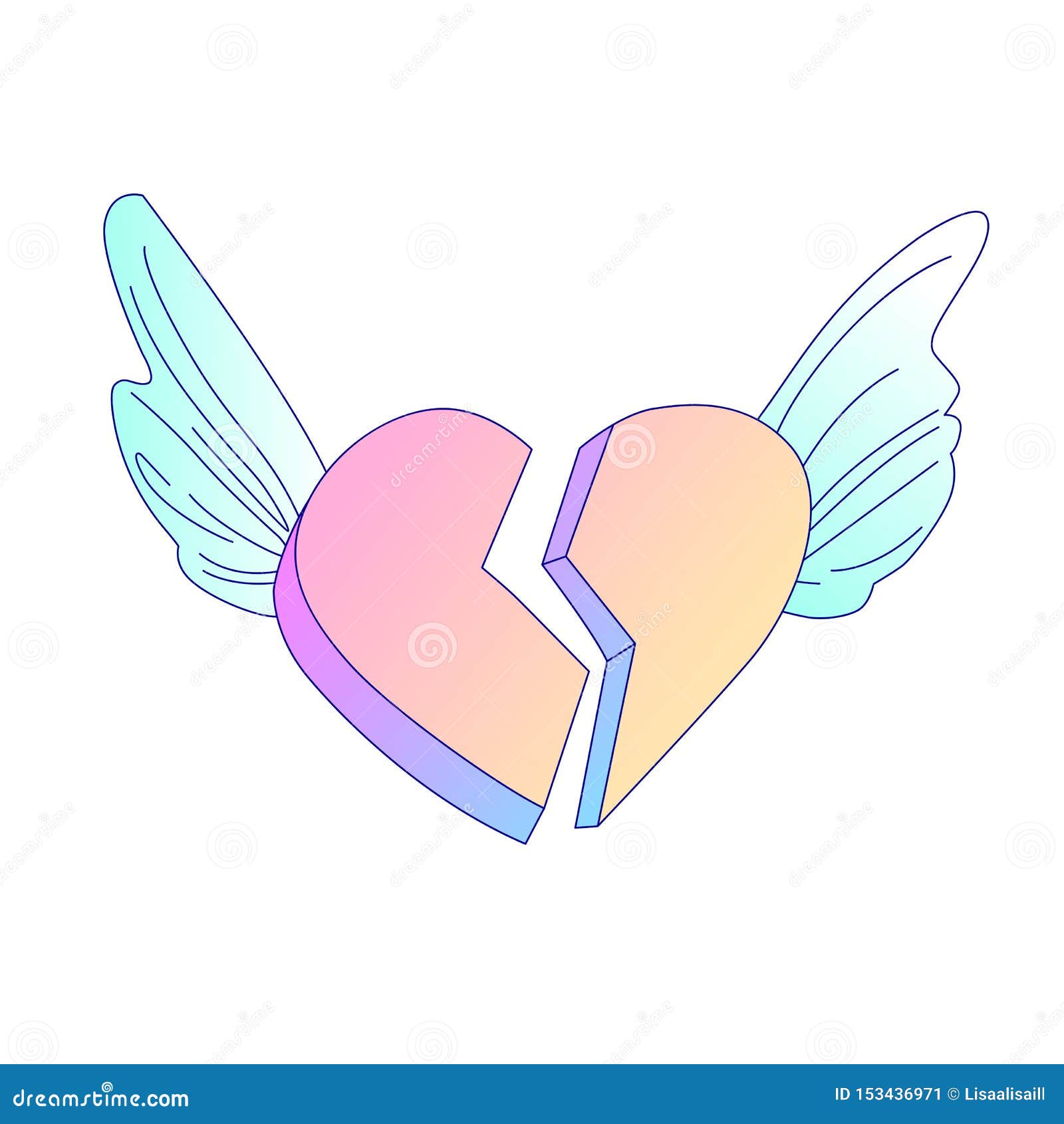 Flying on Angel Wings Broken Heart Vector Cartoon Icon. Heartbreak ... Flying on Angel Wings Broken Heart Vector Cartoon Icon. Heartbreak ...
