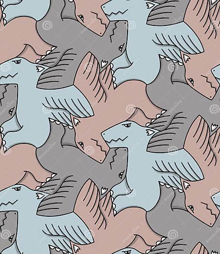 Flying Animal Tessellation Pattern Stock Illustration - Illustration of ...