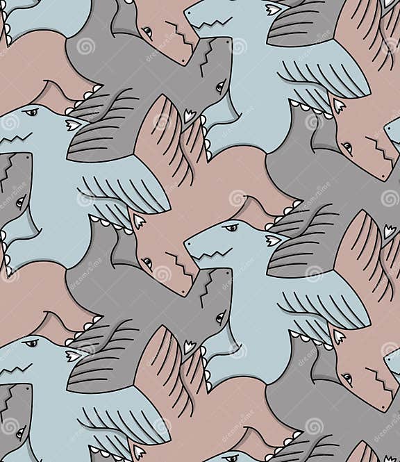 Flying Animal Tessellation Pattern Stock Illustration - Illustration of ...