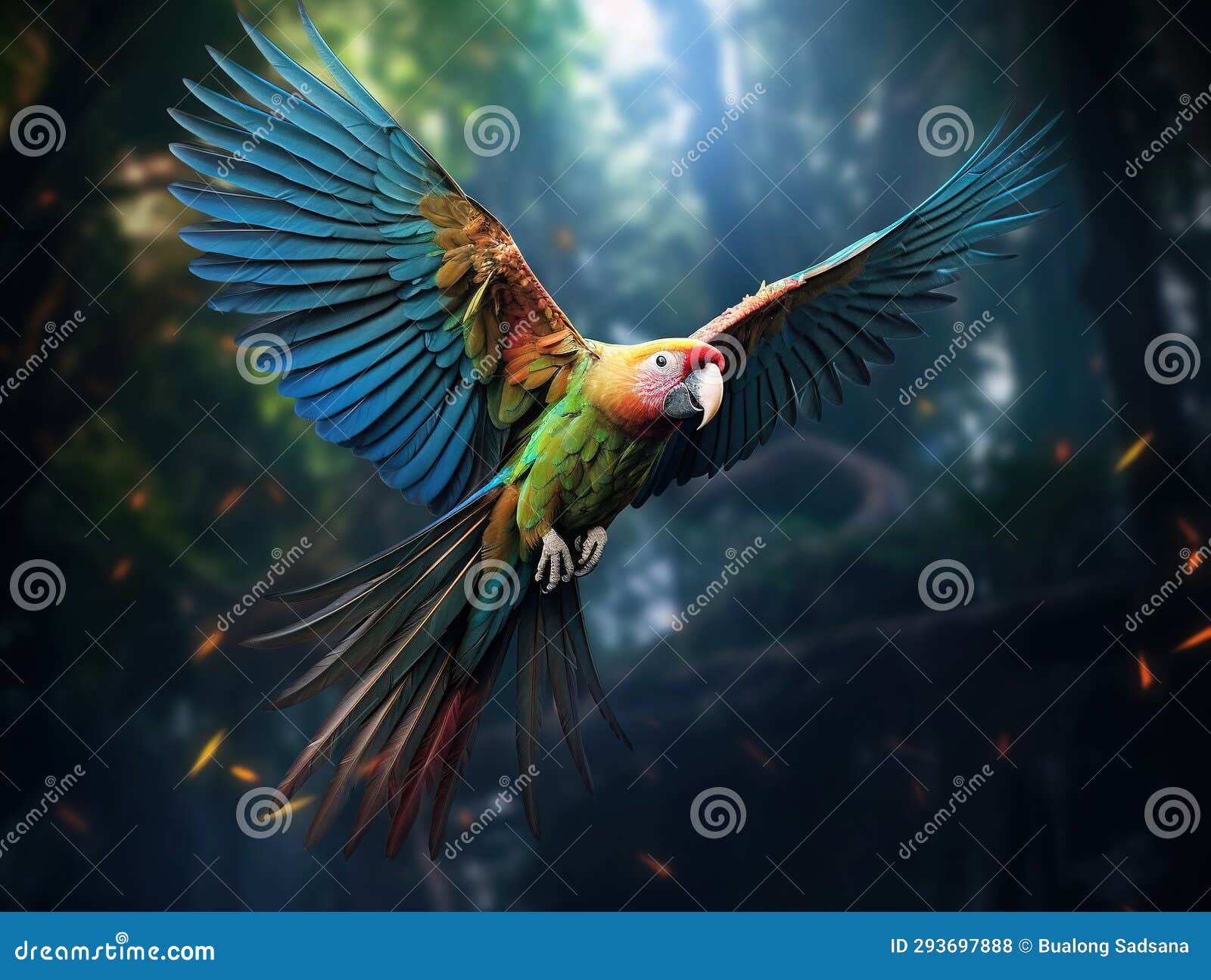 Ai Generated Illustration Wildlife Concept of Flying Ara Stock ...