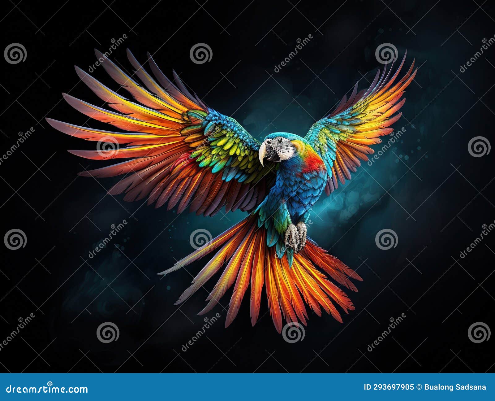Ai Generated Illustration Wildlife Concept of Flying Ara Stock ...