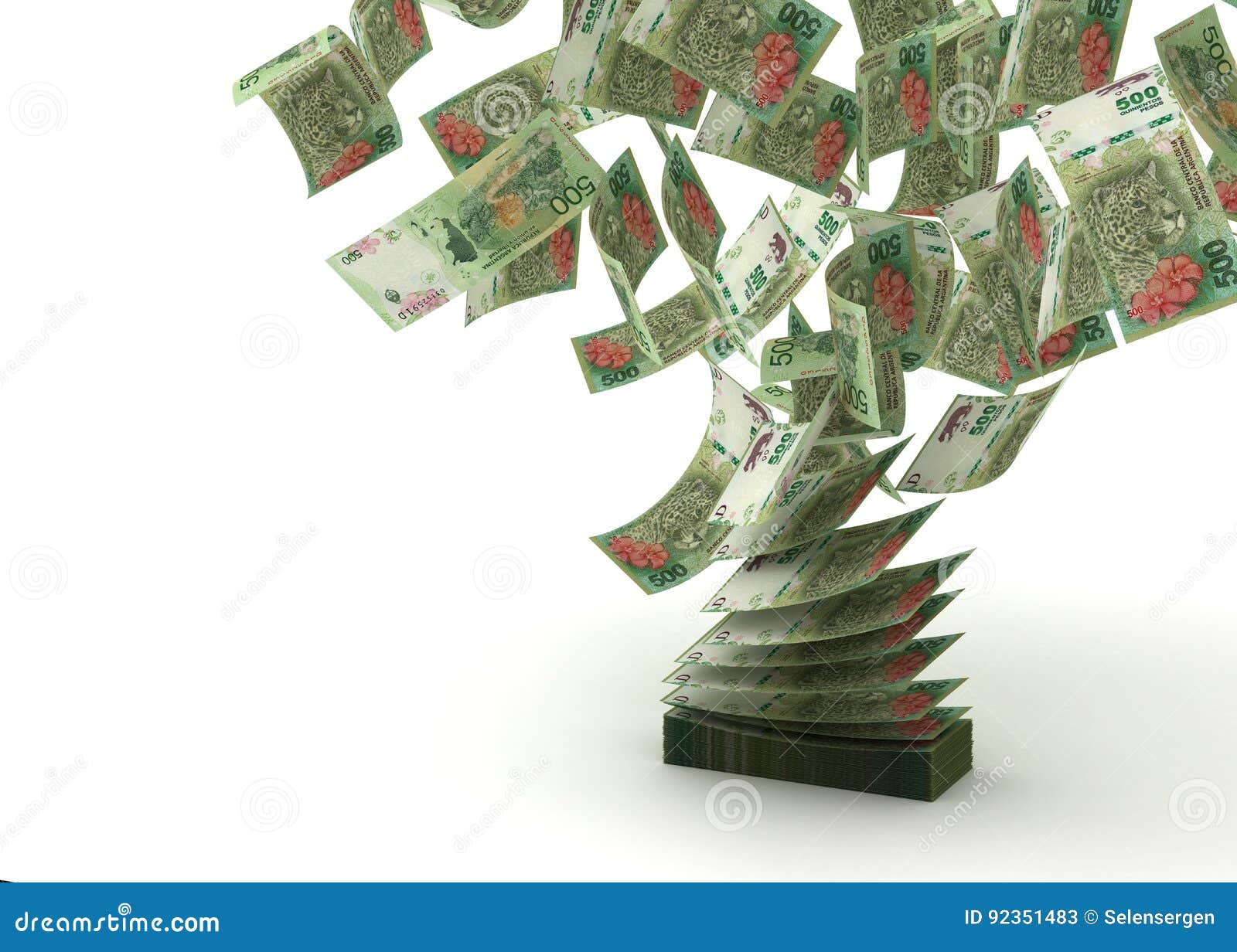 Flying Argentina Pesos stock illustration. Illustration of bent - 92351483