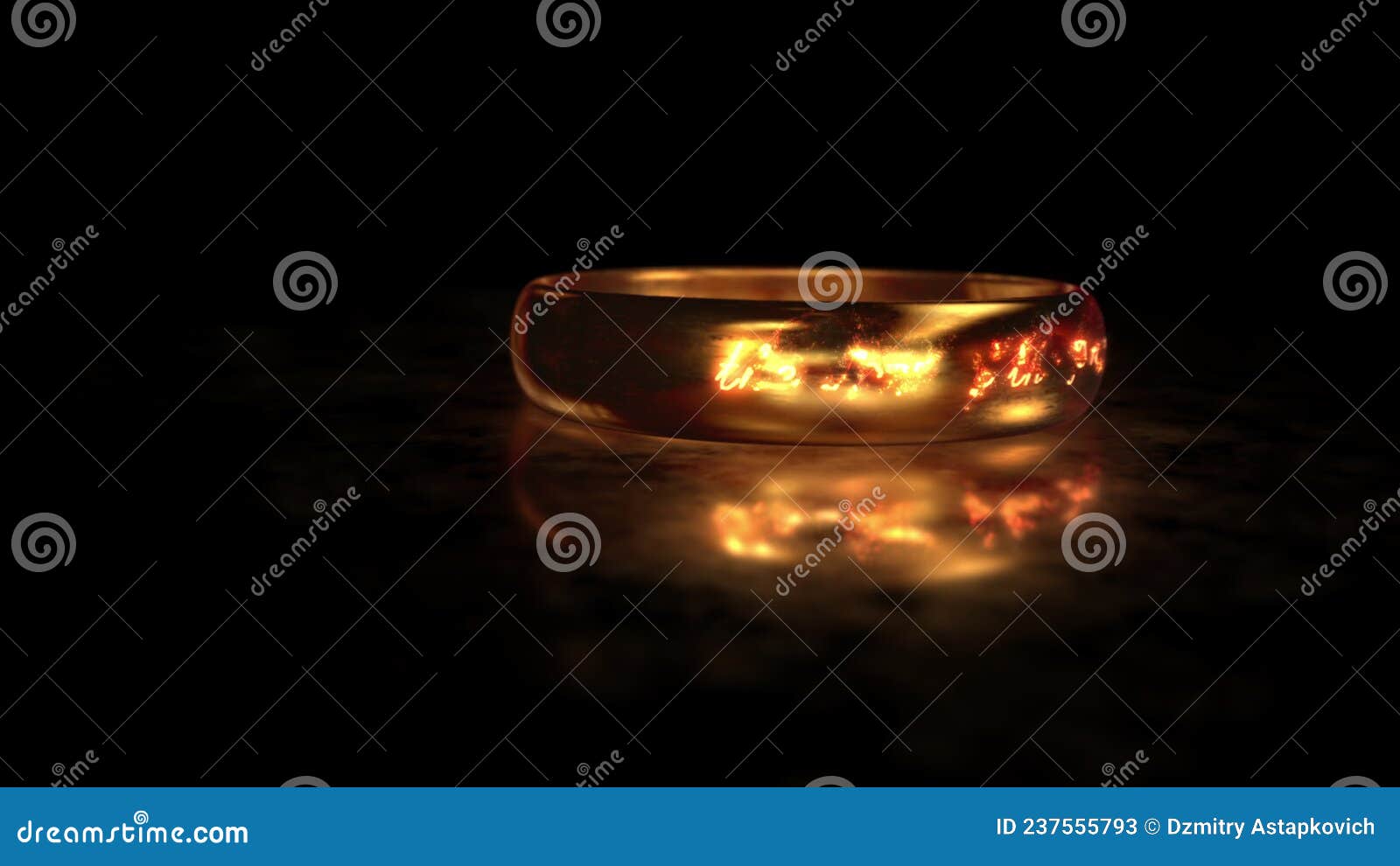 Flying Around the Gold Ring the LORD of the RINGS on the Matte Glass ...